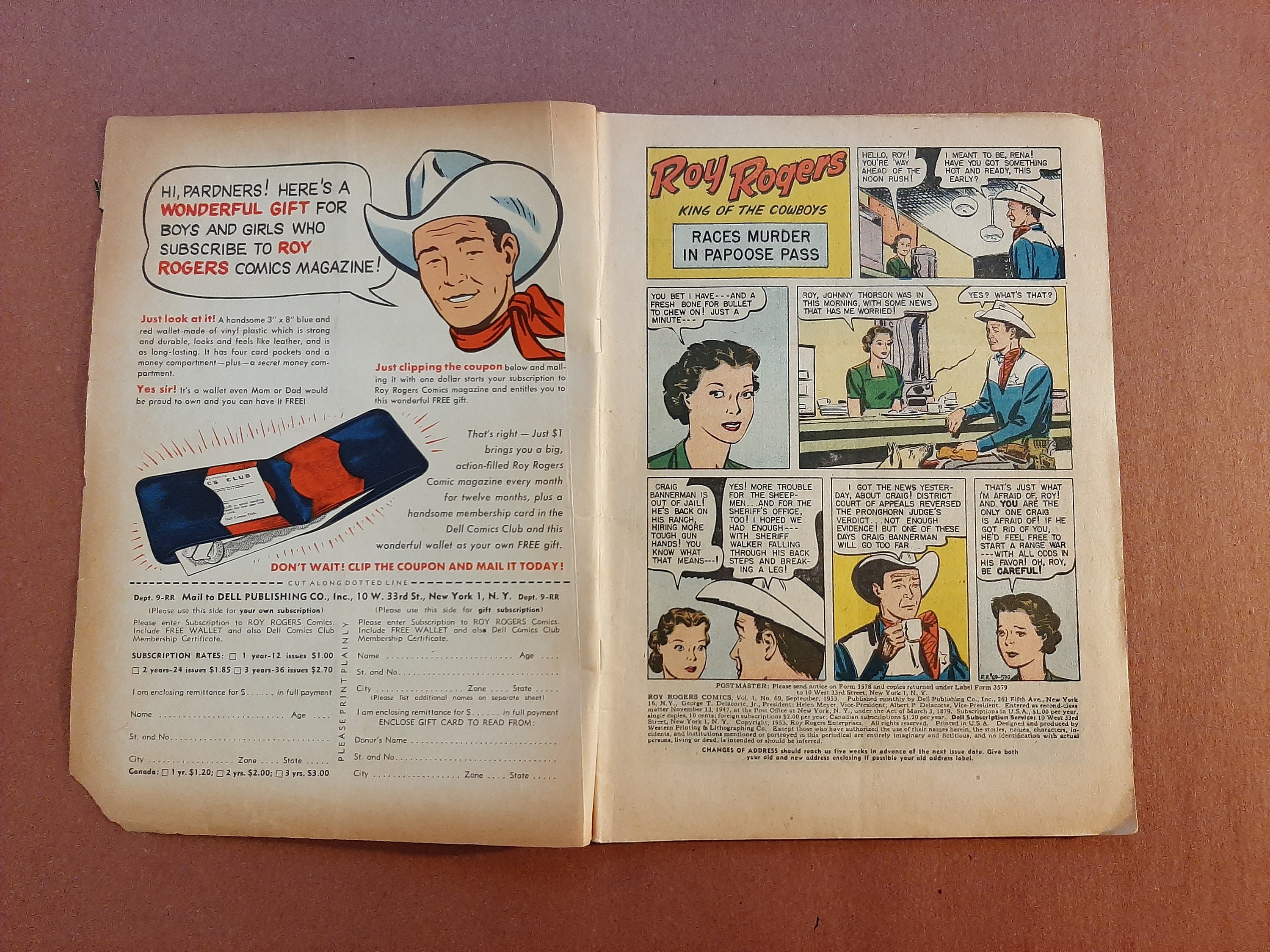 Roy Rogers Comic Book Volume 1, No. 69, September 1953, Vintage Cowboy ...