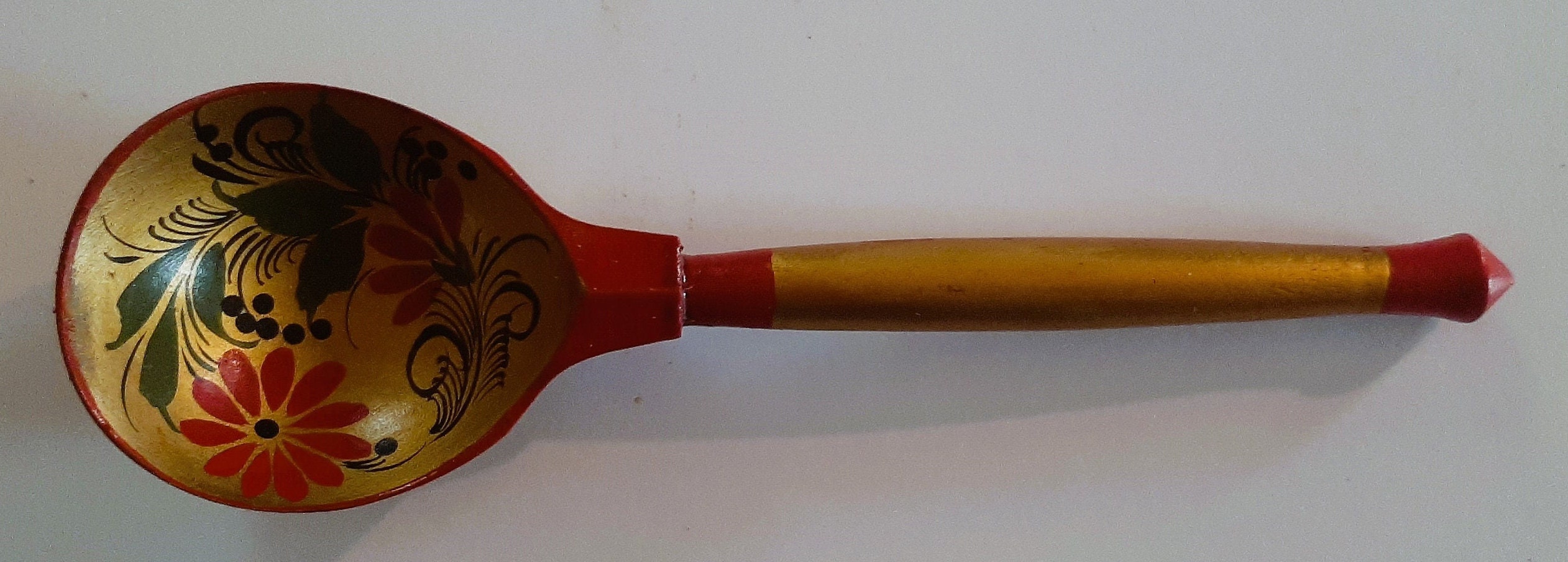 Russian Folk Art Decorative Wooden Spoon, Vintage Hand Painted ...