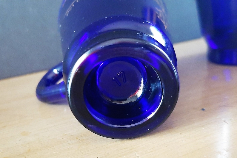 Karlsbader Becher J/B Bitter Cobalt Blue Shot Glasses W Handles Vintage ...