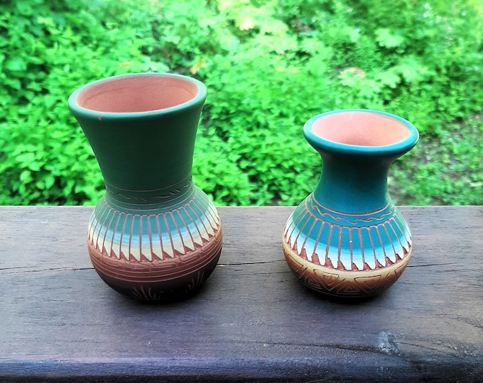 Navajo Native American C. Billy Dine Pottery Vases, Vintage Native ...