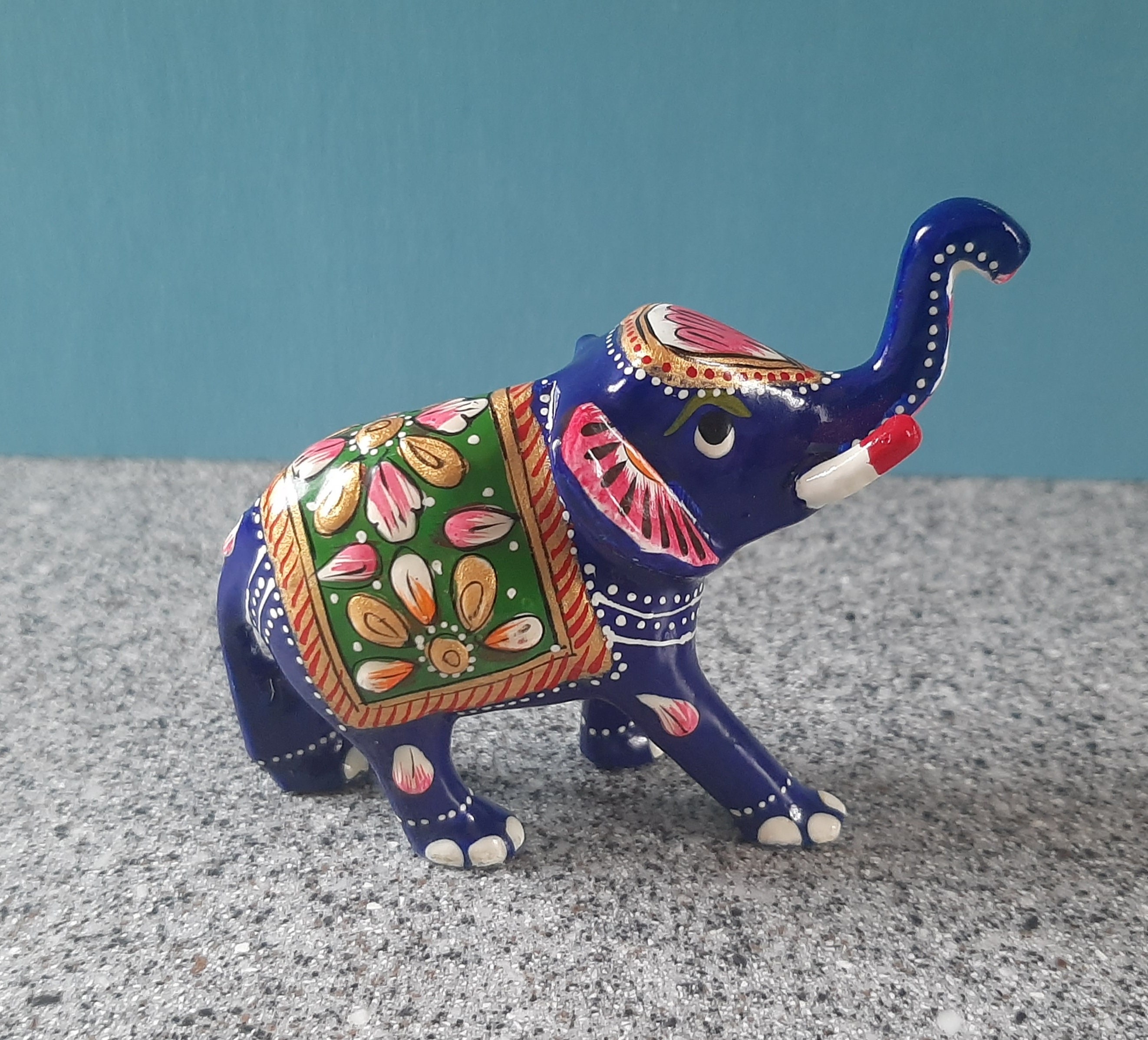 Rajasthani Small Colorful Metal Elephant, Indian Gajendra Deity ...