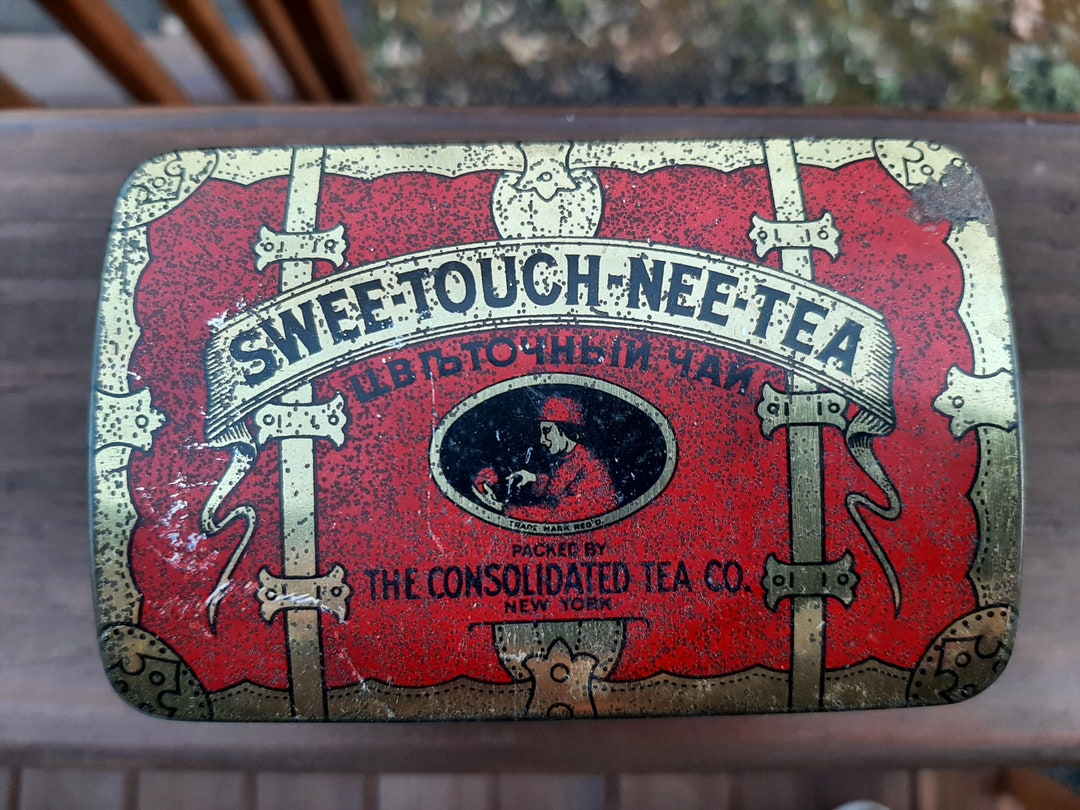 Swee-touch-nee-tea Antique Tin Consolidated Tea Co., Red & Gold Jewish ...