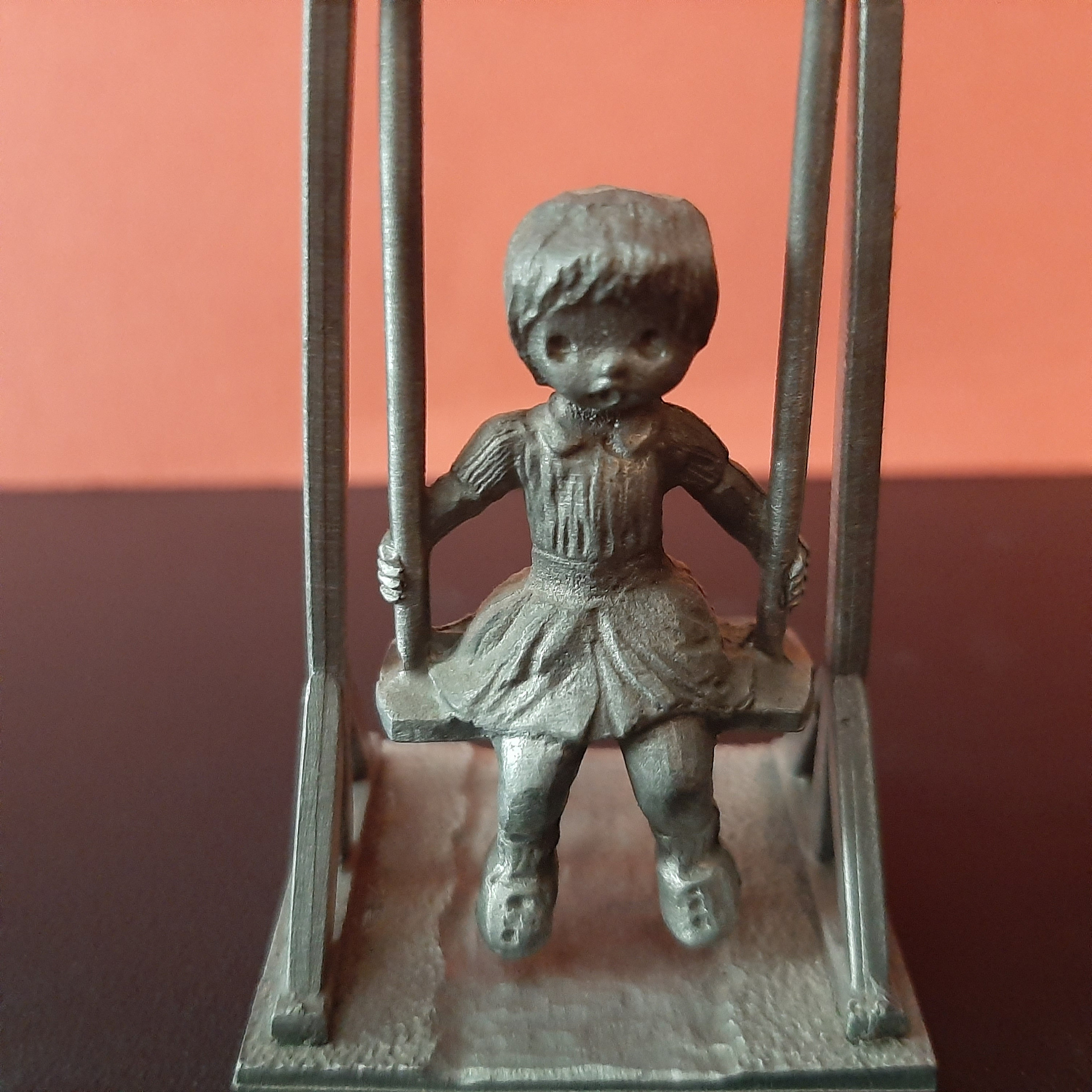Miniature Pewter Girl on Swing Figurine Artil Specials Utrecht Holland ...