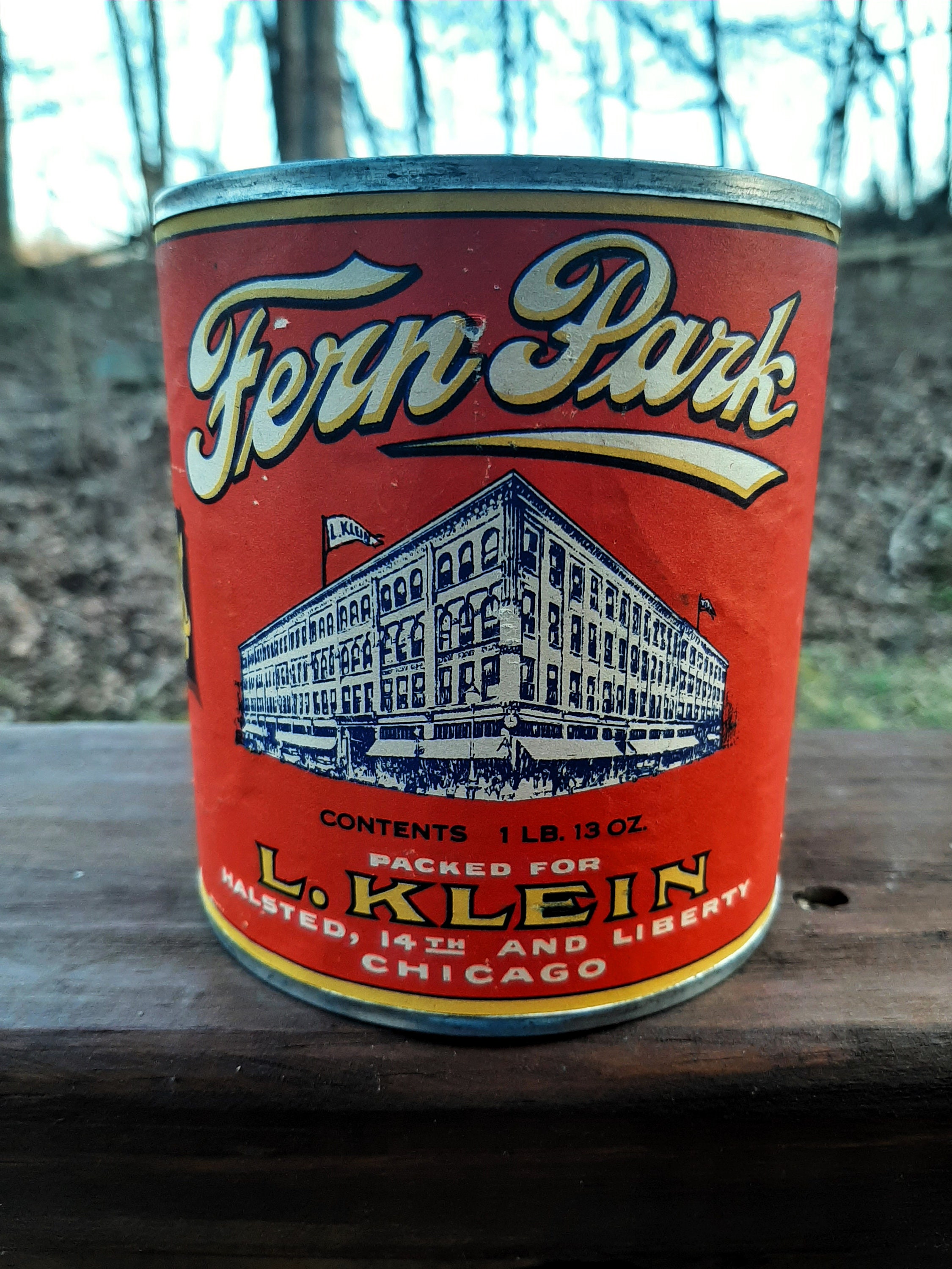 Antique Fern Park Hominy Can W Original Lid L. Klein, WWII Canned ...