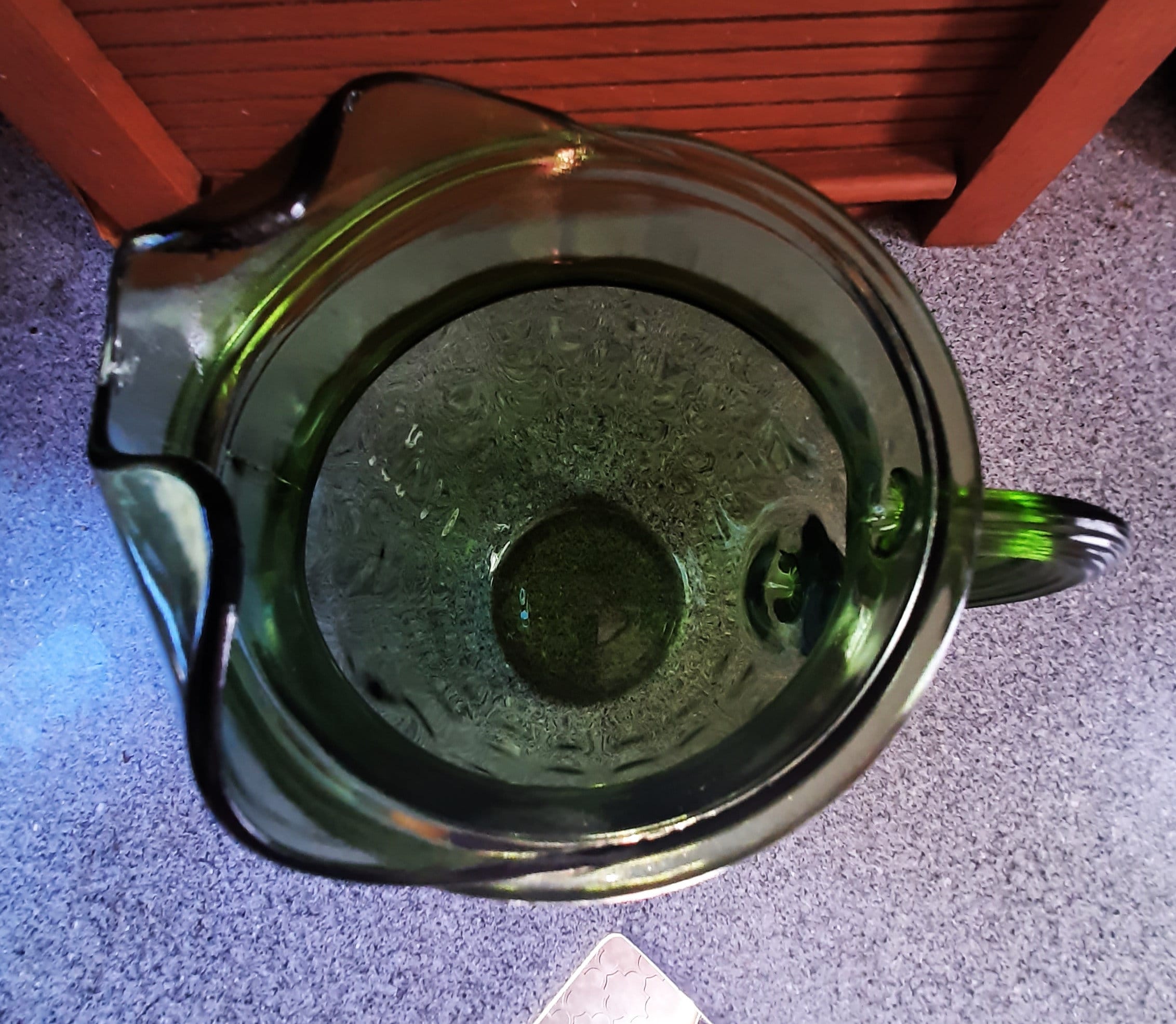 Vintage Green Glass Large Water Pitcher With Textured Mirror Glass ...
