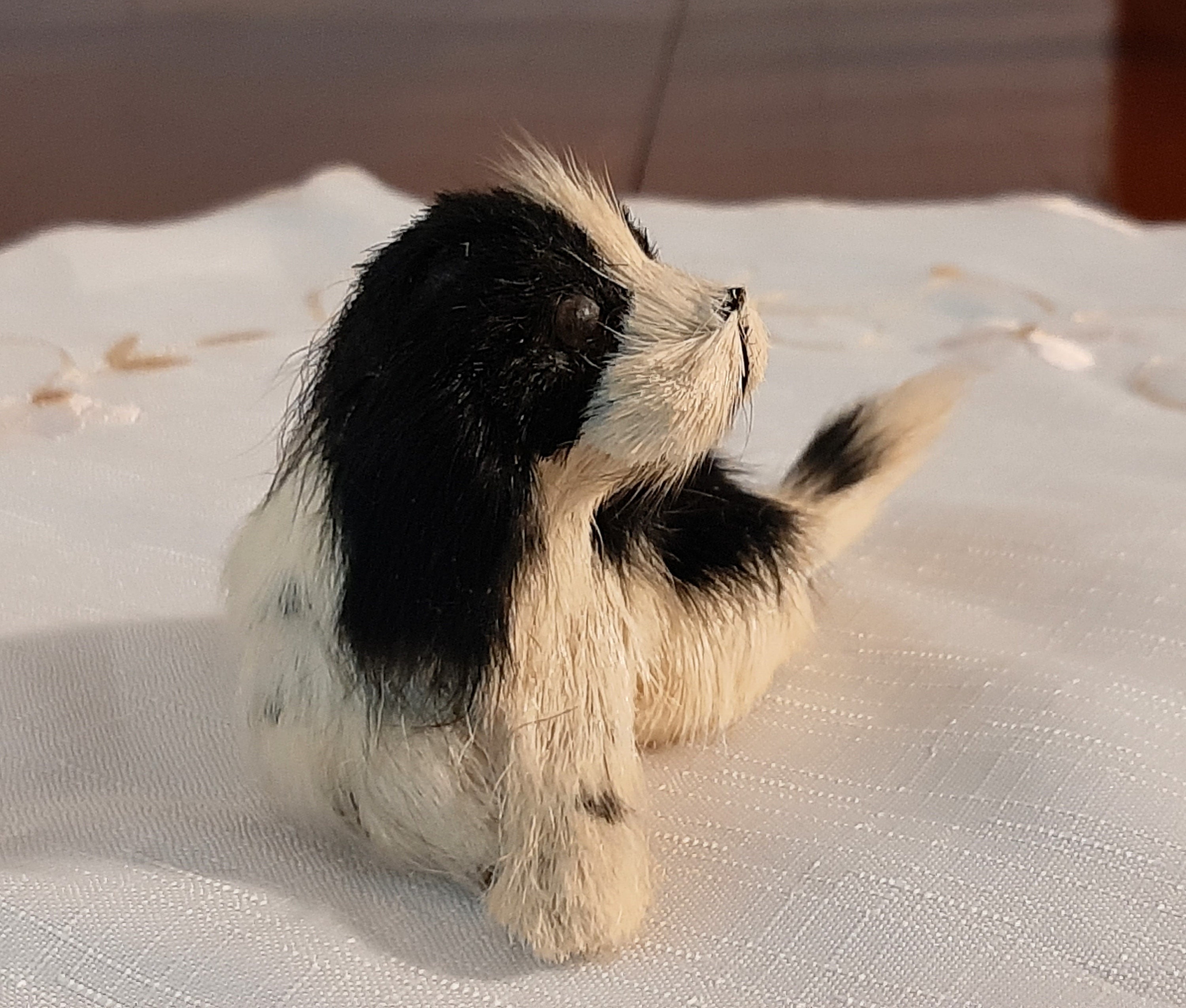 Vintage Real Fur Dog Figurine, Mini Fur Dog English Setter Puppy ...