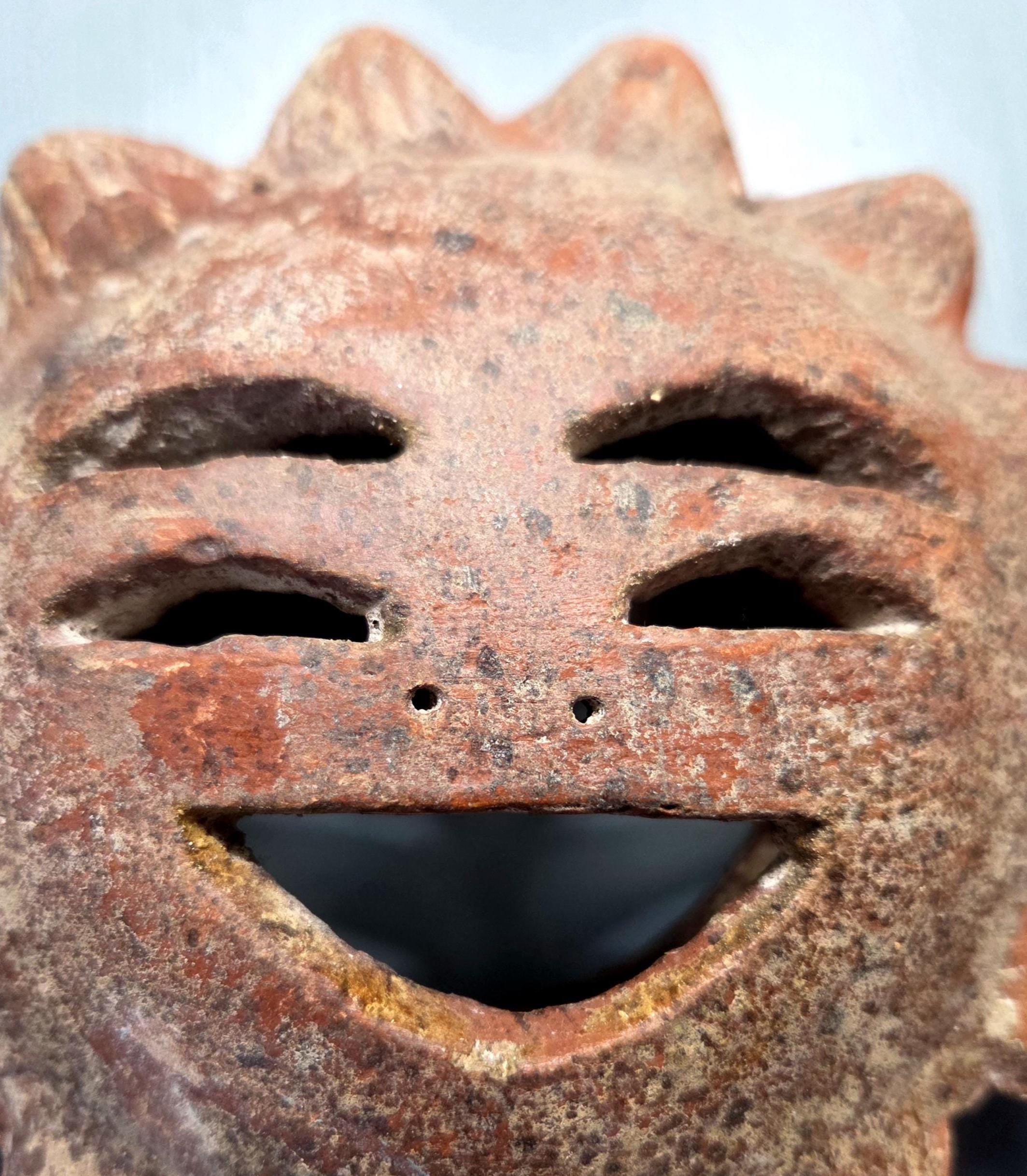 Vintage Terracotta Smiling Sun Face Wall Hanging: Mexican Folk Art ...