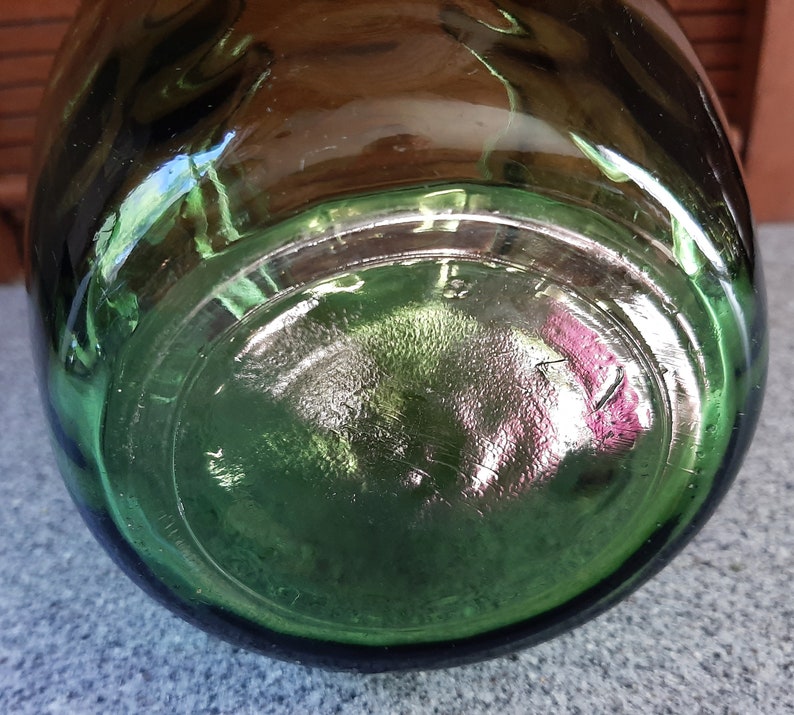 Vintage Green Glass Large Water Pitcher With Textured Mirror Glass ...