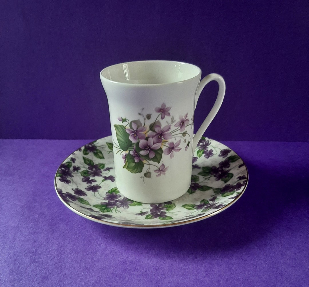 Vintage Violets Demitasse Cup and Saucer Mismatched Pieces Zeller Crest ...