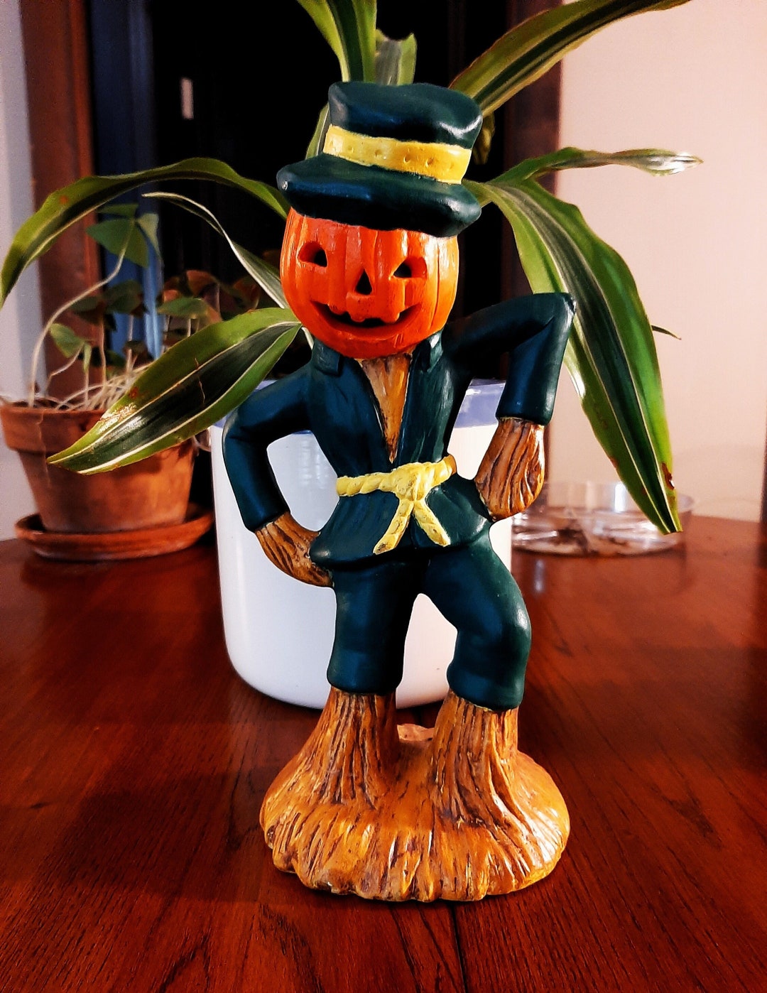 Vintage Ceramic Mold Pumpkin Head Scarecrow 9.5", Retro Ceramic Pumpkin ...