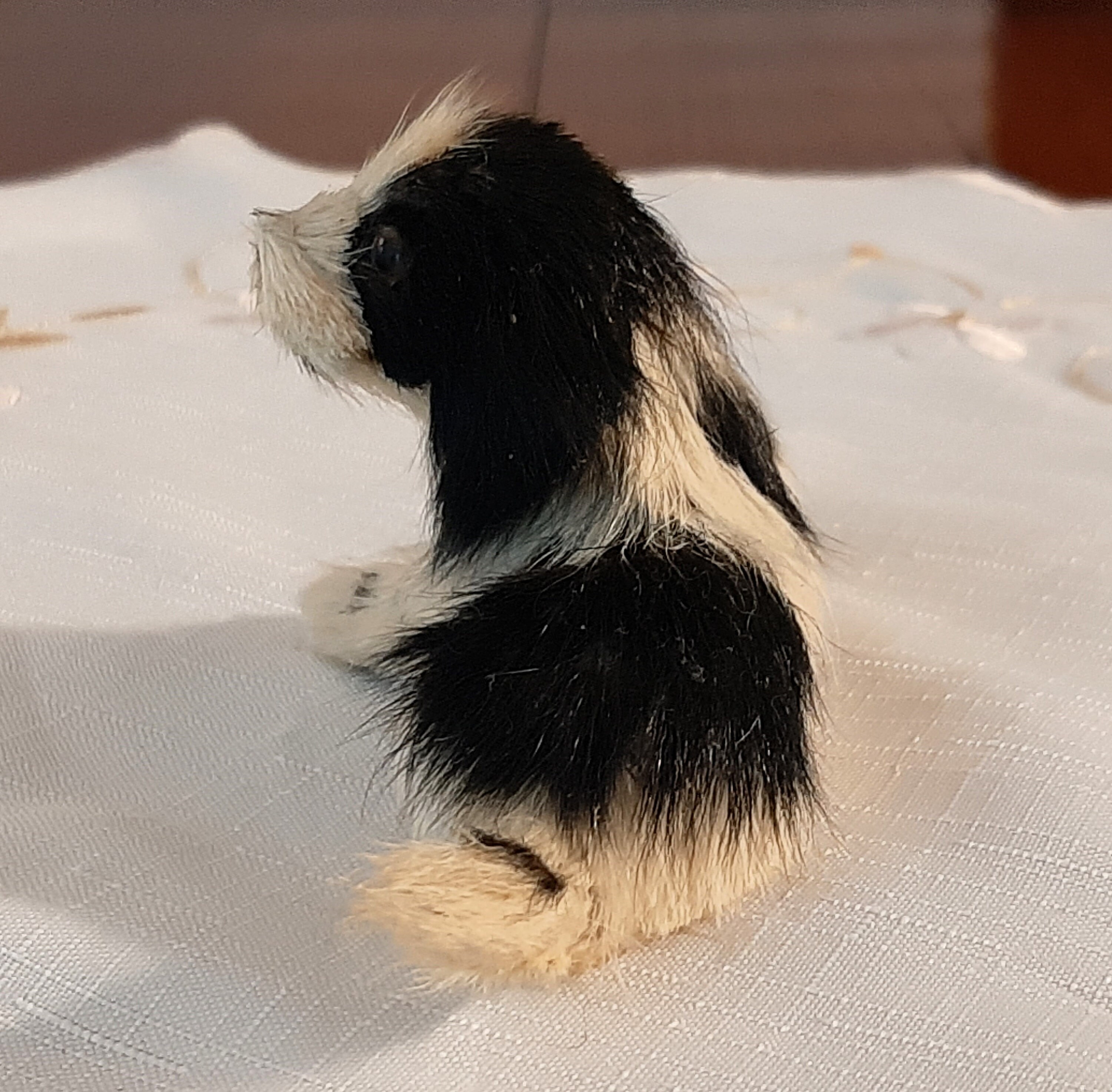 Vintage Real Fur Dog Figurine, Mini Fur Dog English Setter Puppy ...