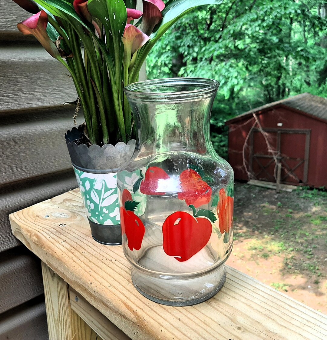 Anchor Hocking Apple Carafe Pitcher, Vintage Fridge Water Pitcher W ...