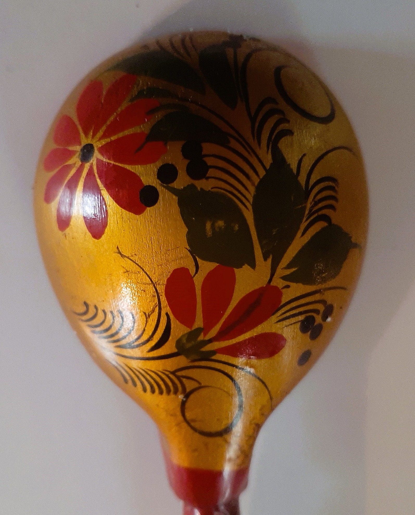 Russian Folk Art Decorative Wooden Spoon, Vintage Hand Painted ...