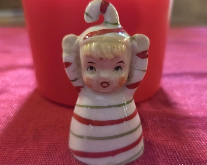 Mid Century Candy Cane Pixie Bell Japan, 1950s Elf Porcelain Candy Cane ...