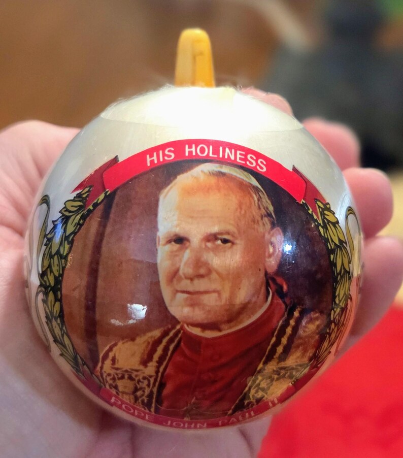1979 Pope John Paul II White Satin Christmas Ornament: Bradford Novelty ...