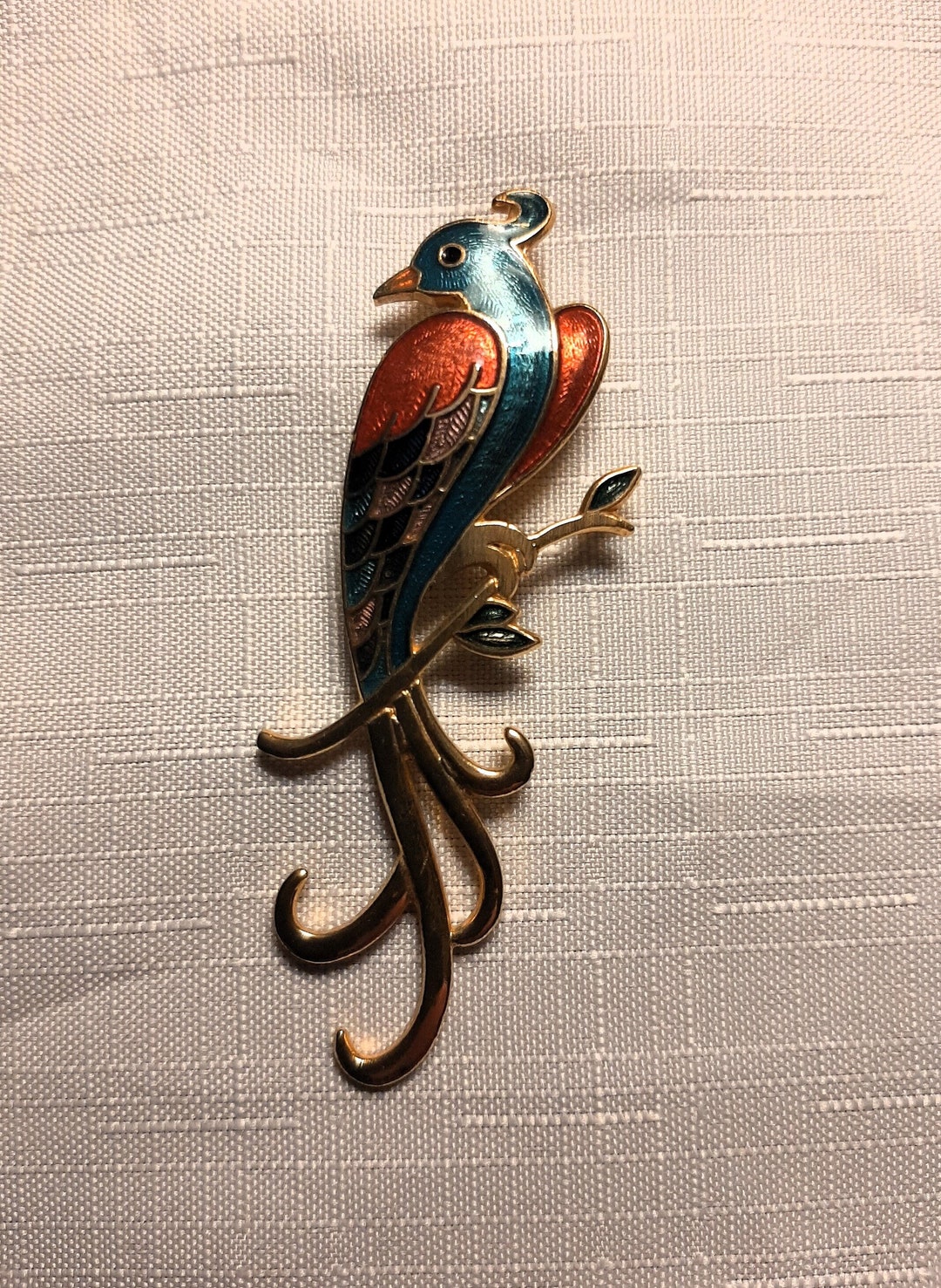 Vintage Enameled Bird Brooch: Colorful Cloisonne Peacock Pin - Etsy