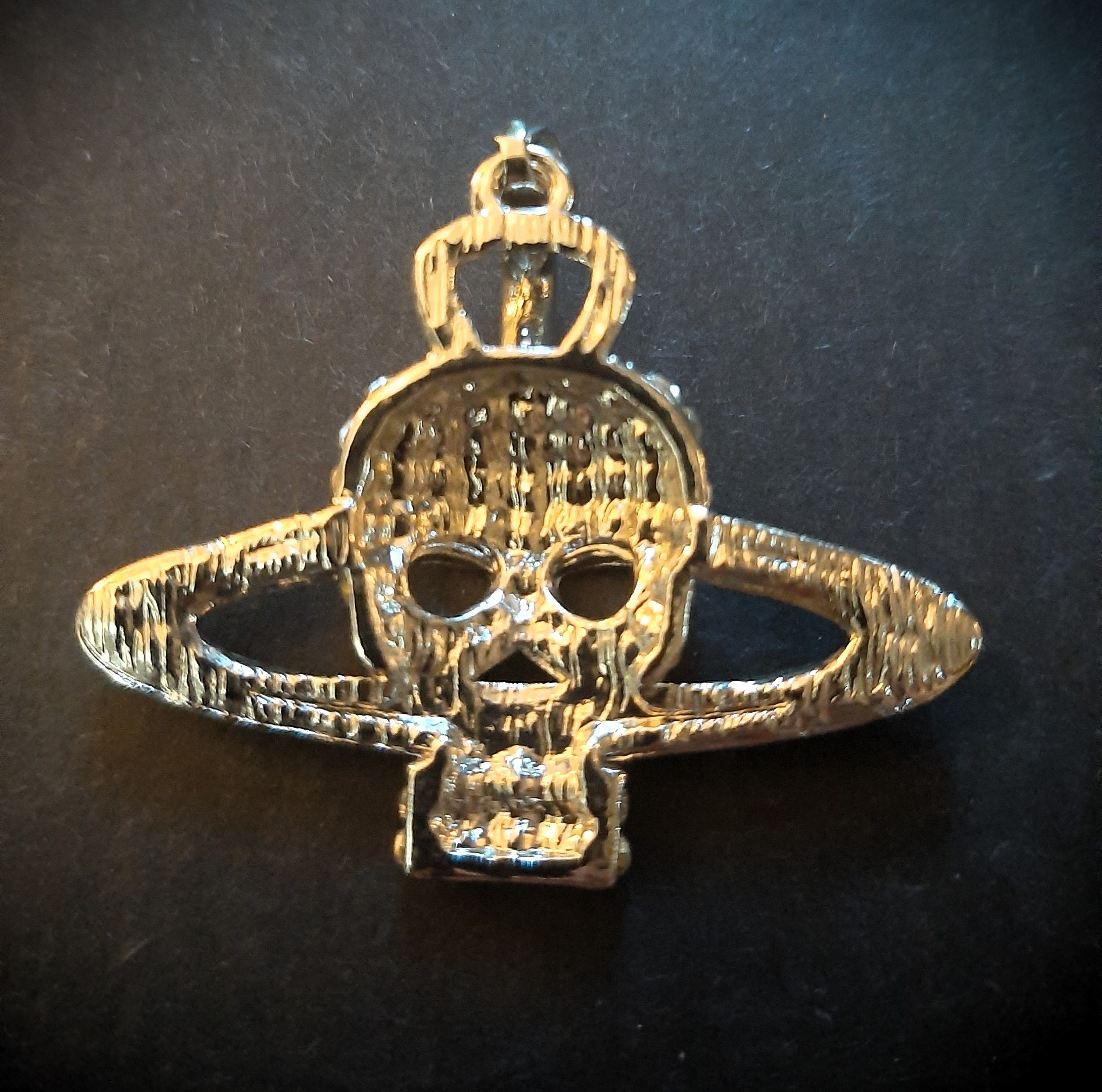 Vintage Skull Bling Pendant W Rhinestones and Ring Around Skull, Ladies ...
