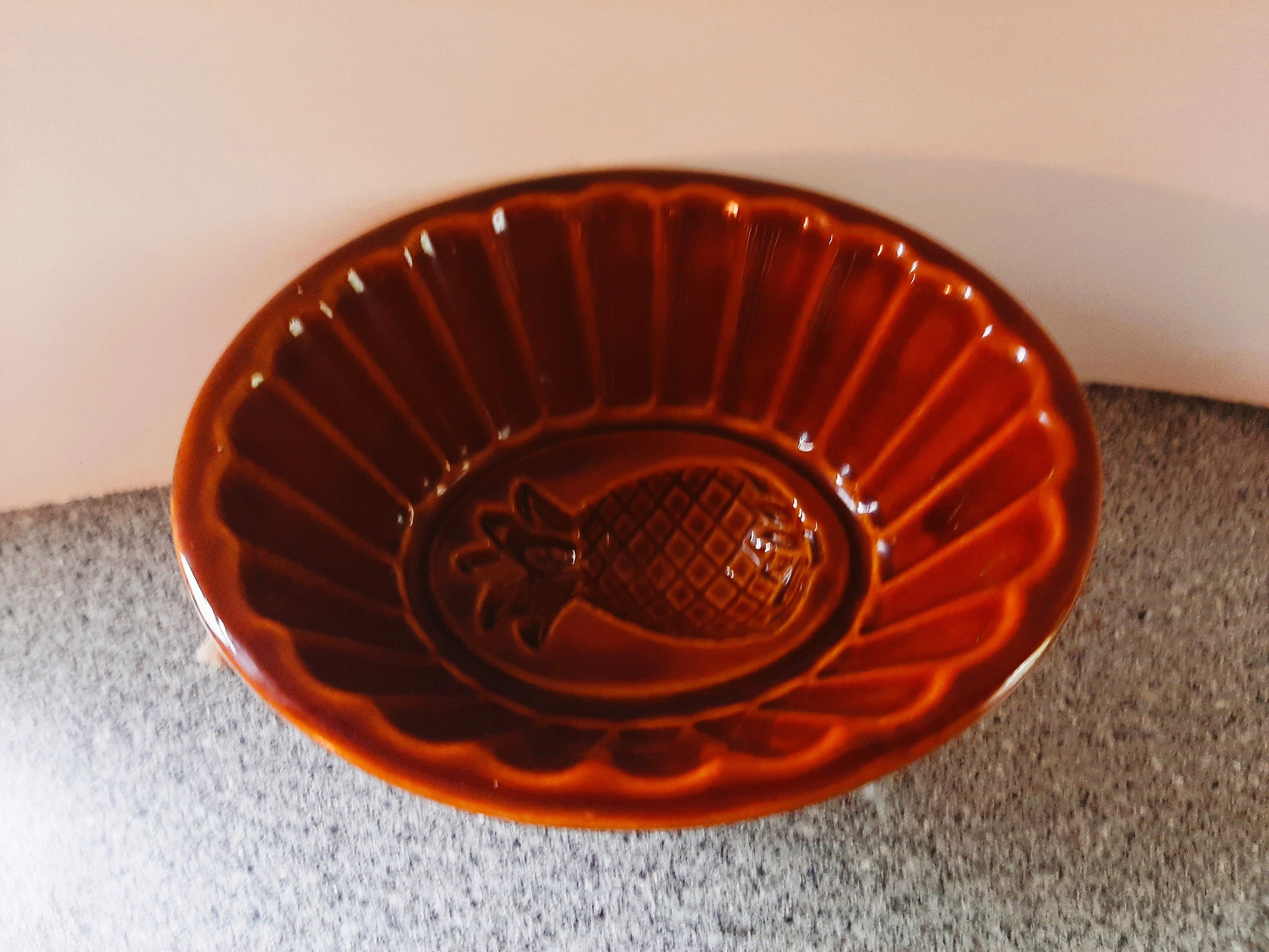 Vintage Brown Ceramic Mold With Pineapple Center, Ceramic Gelatin or ...
