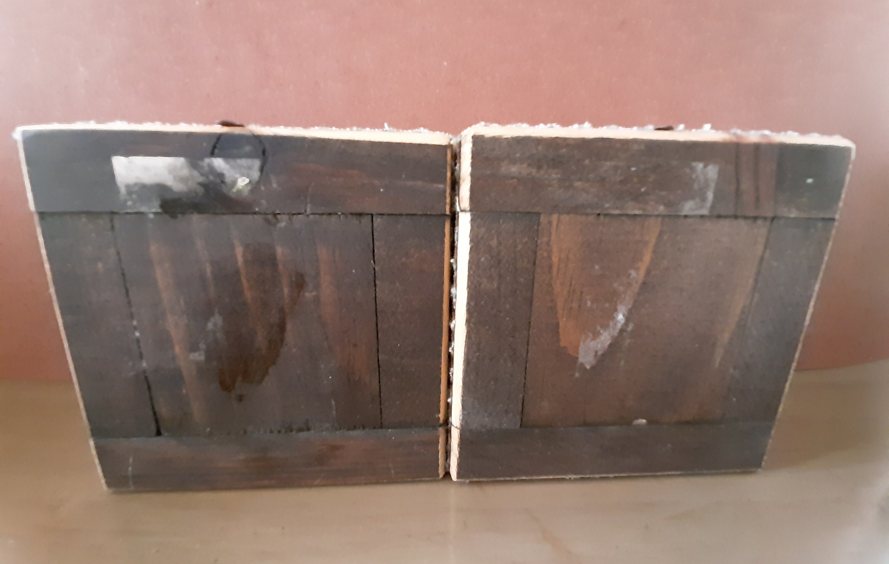 Primitive Wooden Box With Hearts Fabric & Heart W Button Center Set of ...