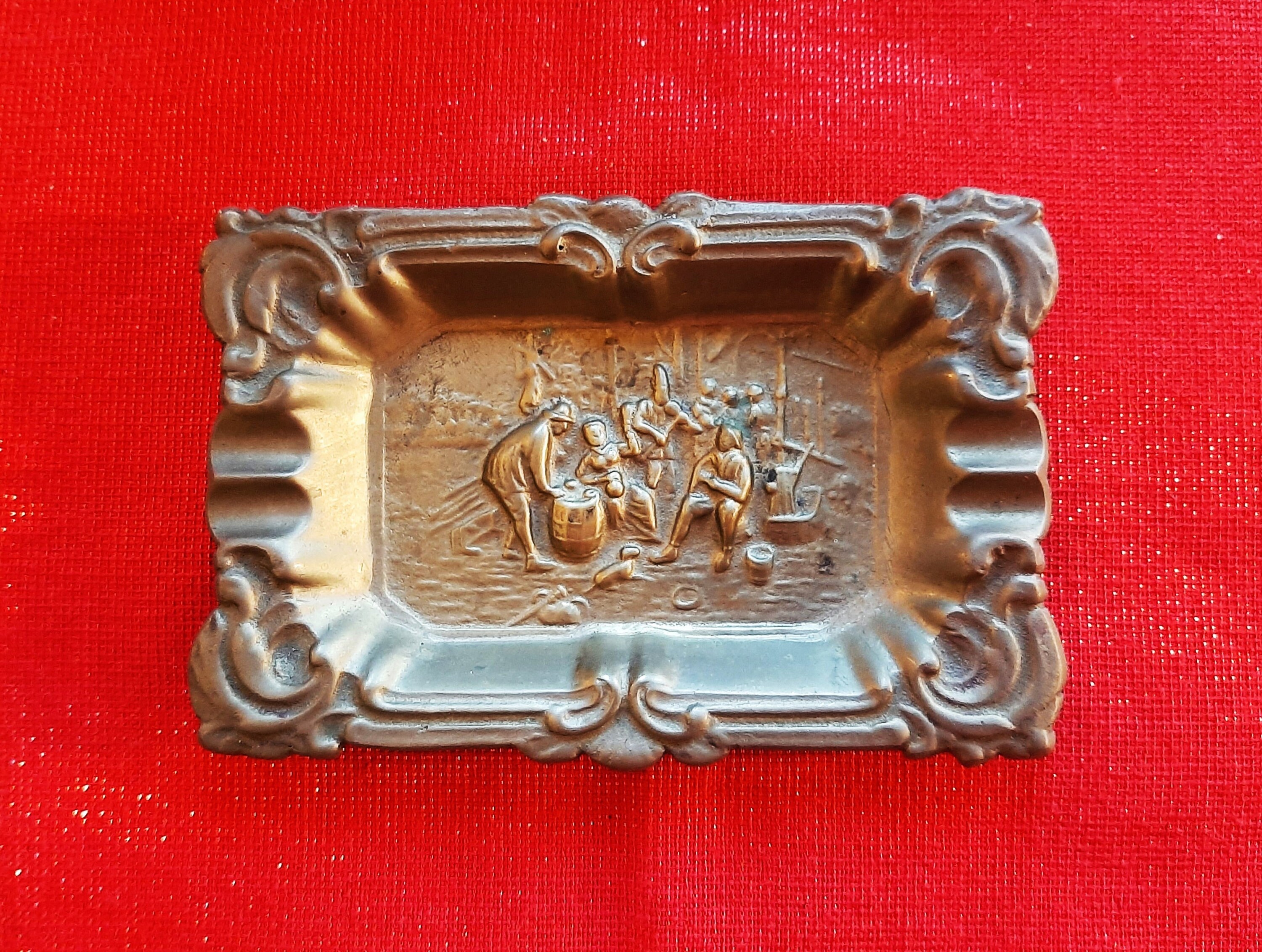 Antique Hans Jensen Brass Scenic Repousse Ashtray, Brass Ornate Ashtray ...