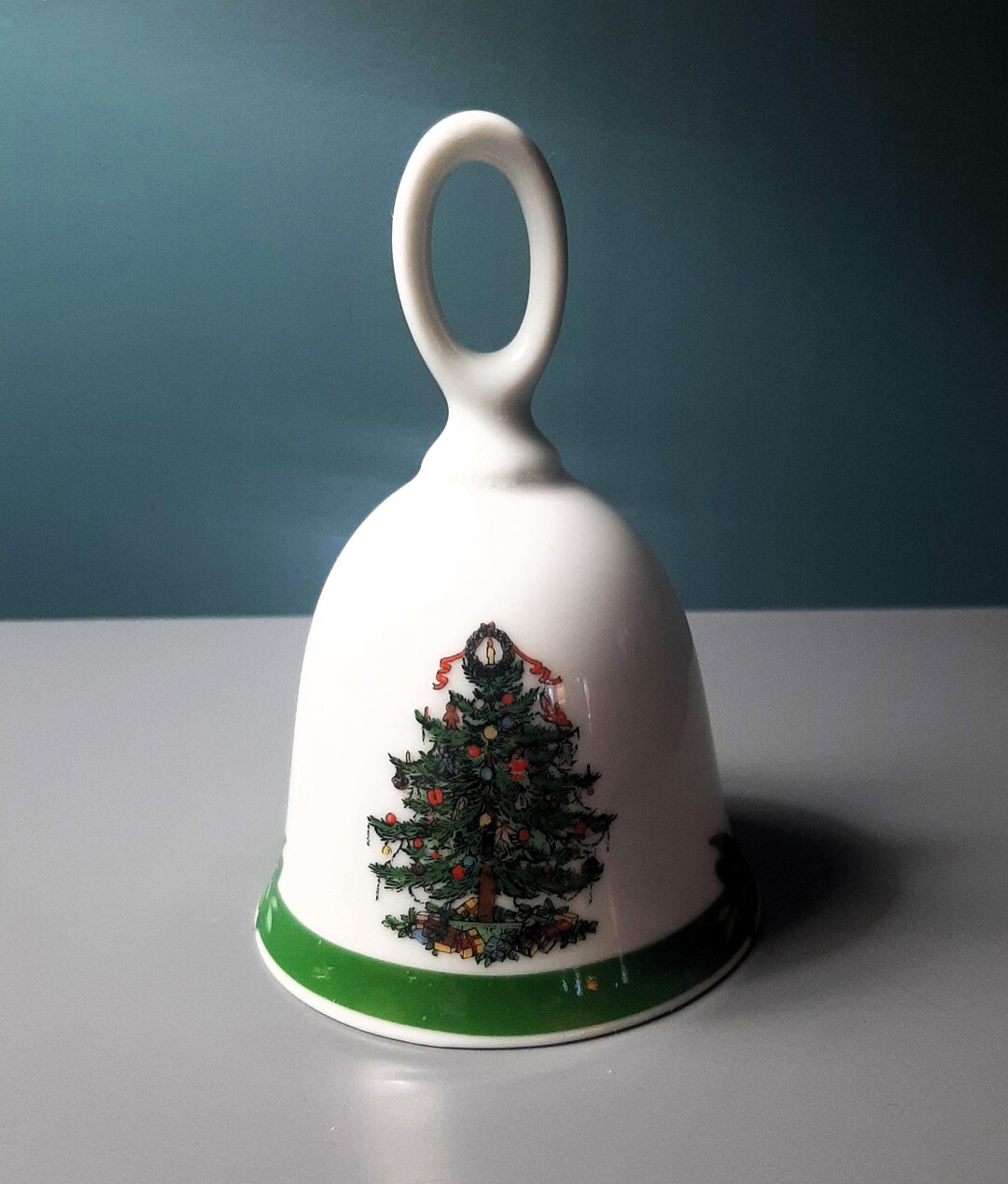 Vintage Porcelain Christmas Bell: Double Sided Tree, Cardinal Yule Tide ...