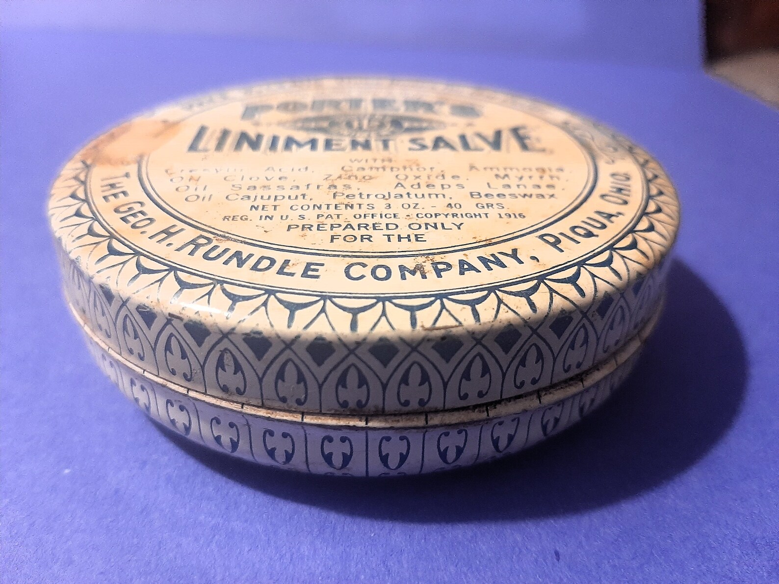 Antique Porter's Liniment Salve Tin: 1916 Geo H. Rundle Co. - Etsy