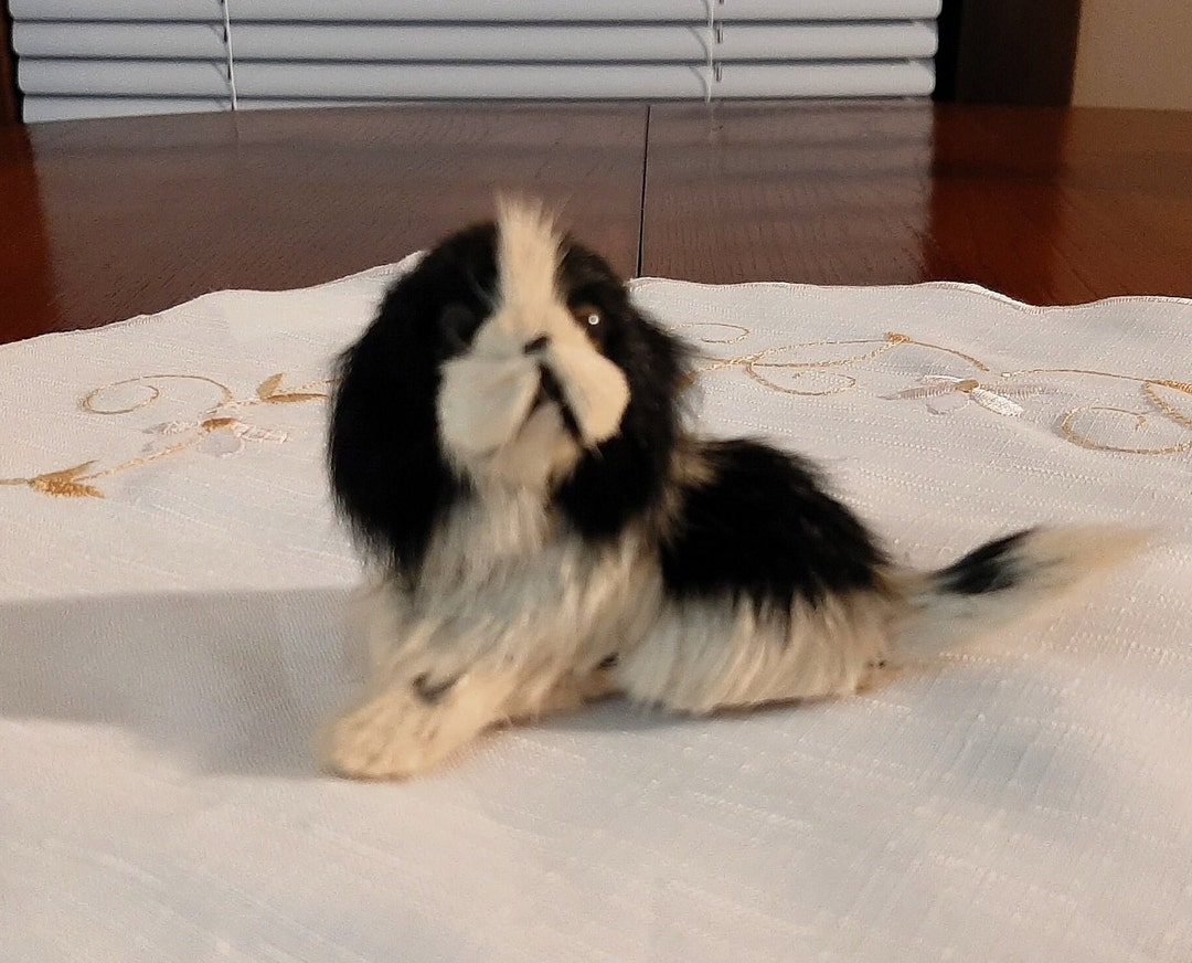Vintage Real Fur Dog Figurine, Mini Fur Dog English Setter Puppy ...