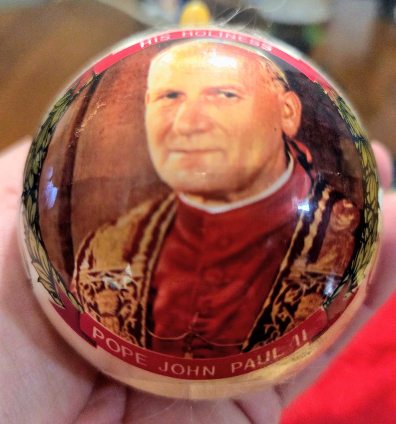 1979 Pope John Paul II White Satin Christmas Ornament: Bradford Novelty ...