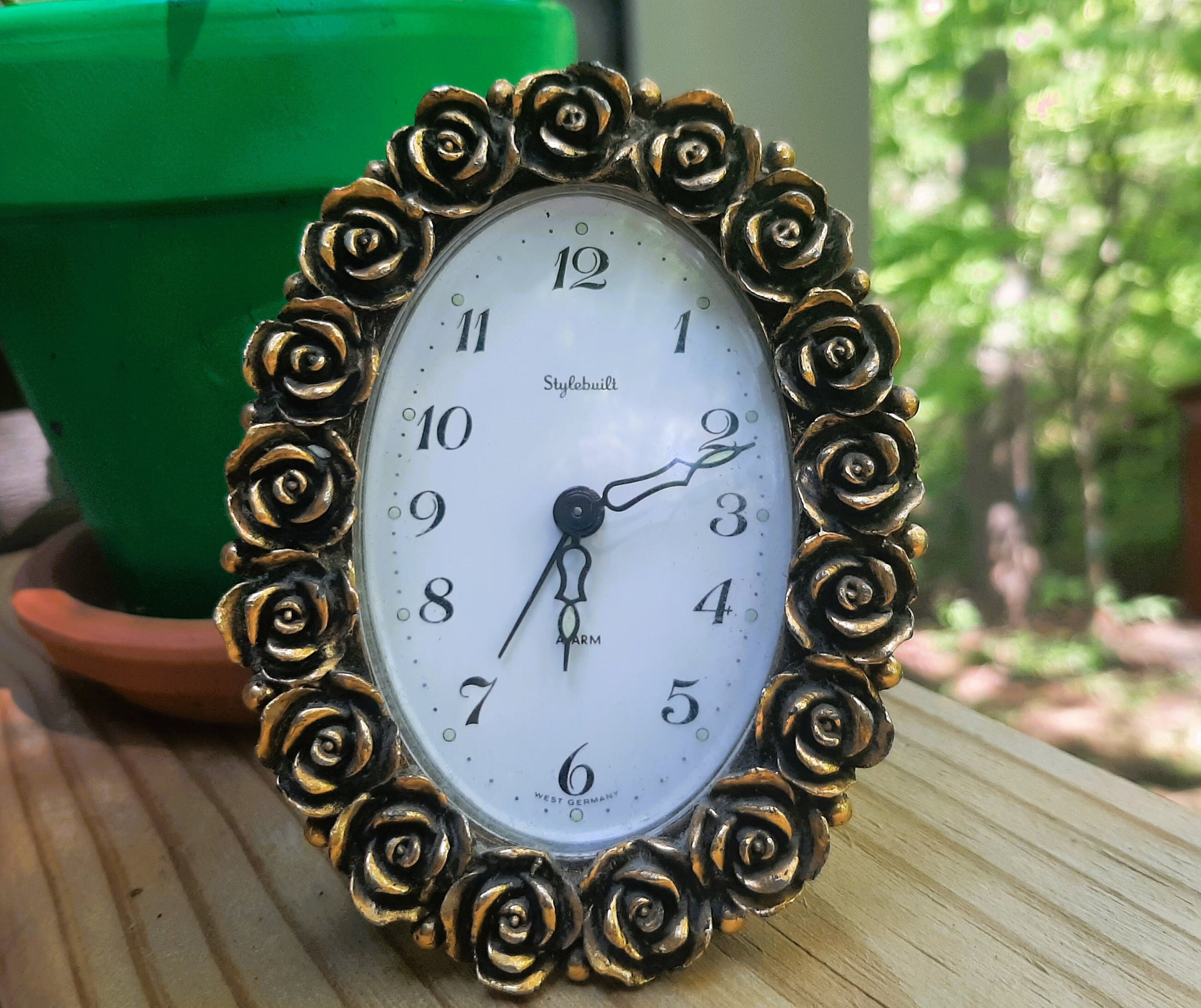 West Germany Stylebuilt Vanity Clock With Floral Rose Gold - Etsy