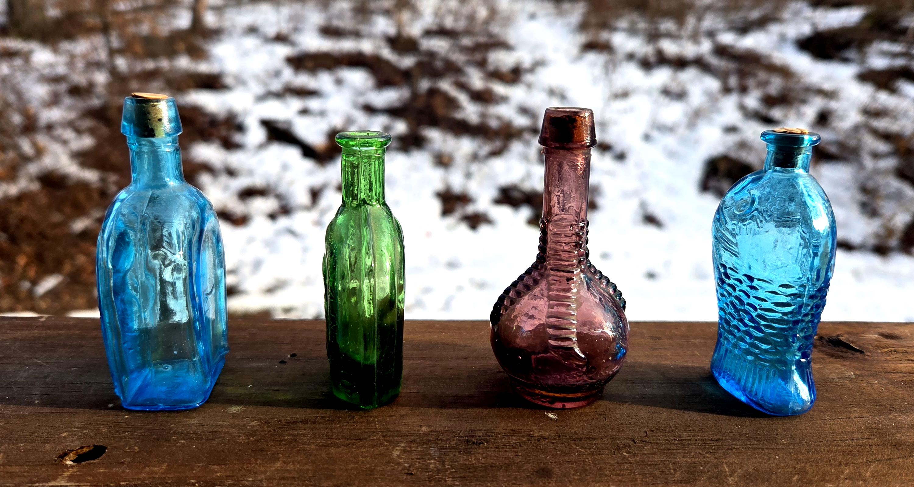 Vintage Miniature Bitter Bottles Made in Taiwan Set of 4: Small Colored ...