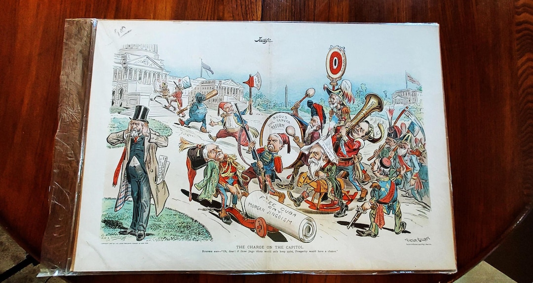 1897 "the Charge on the Capitol" Lithograph: Victor Gillam Political ...