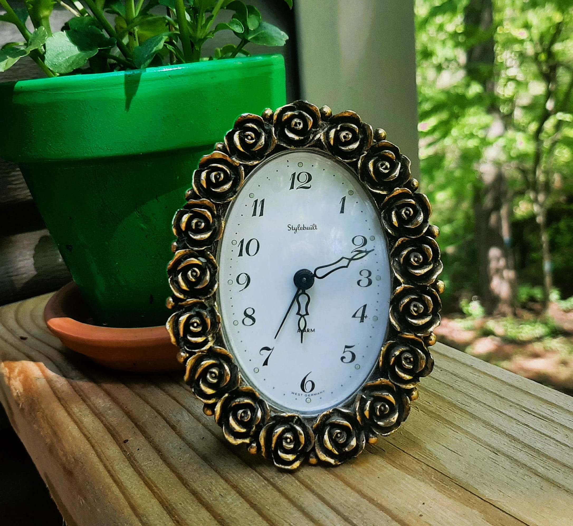 West Germany Stylebuilt Vanity Clock With Floral Rose Gold - Etsy
