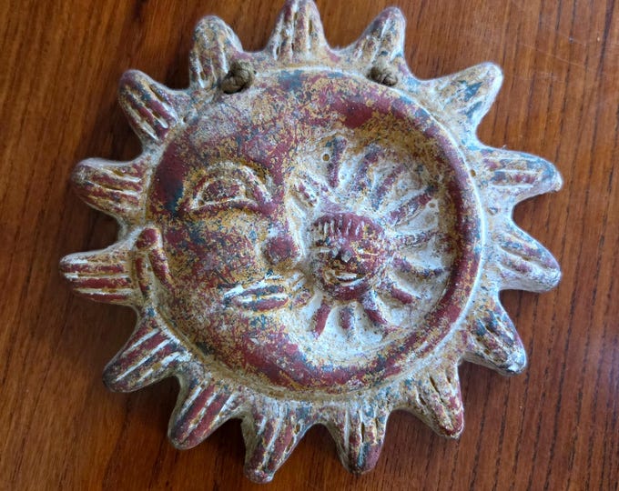 Vintage Terracotta Sun Face Wall Hanging: Mexican Folk Art Decor - Etsy