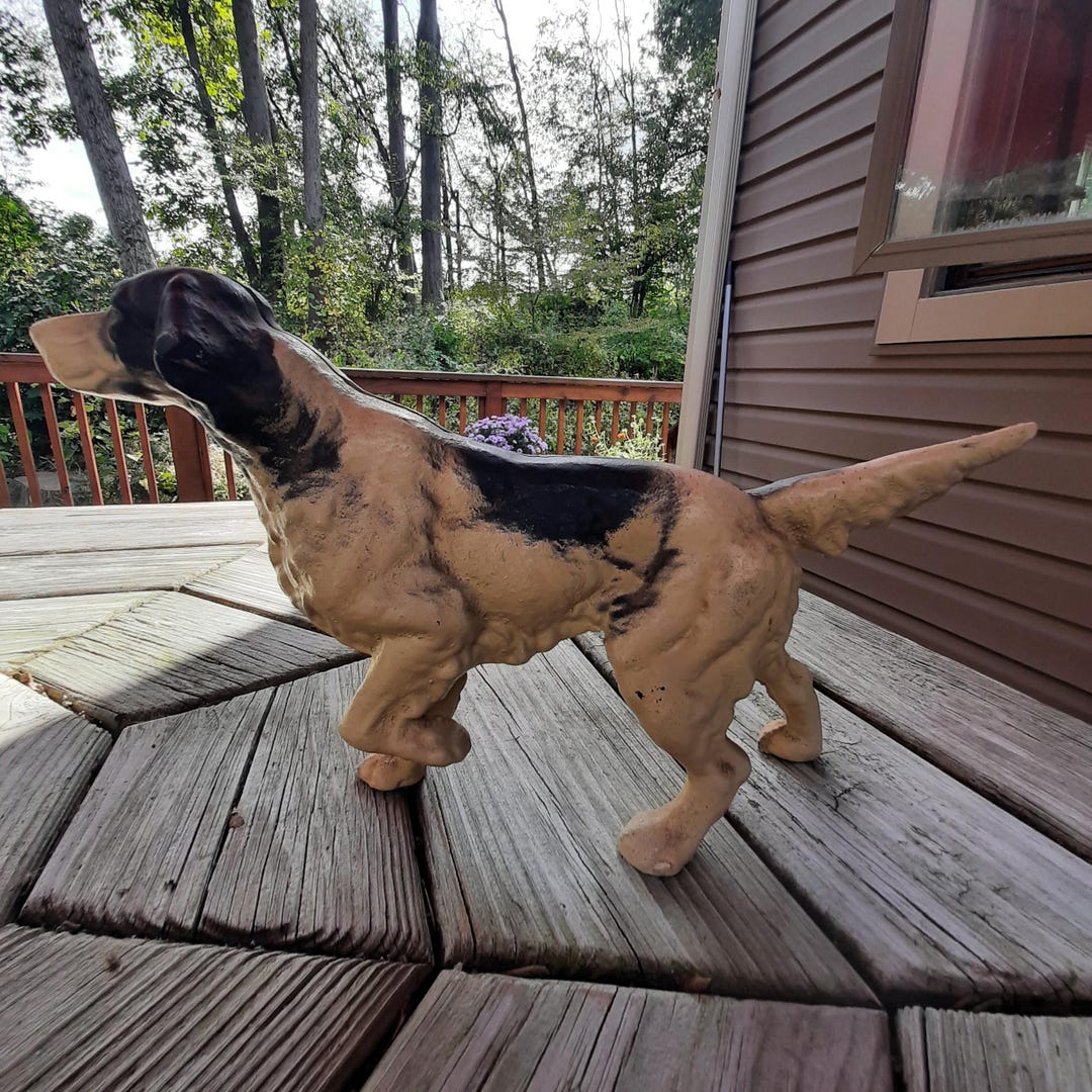 Vintage Cast Iron English Setter Doorstop, White & Black English Setter ...