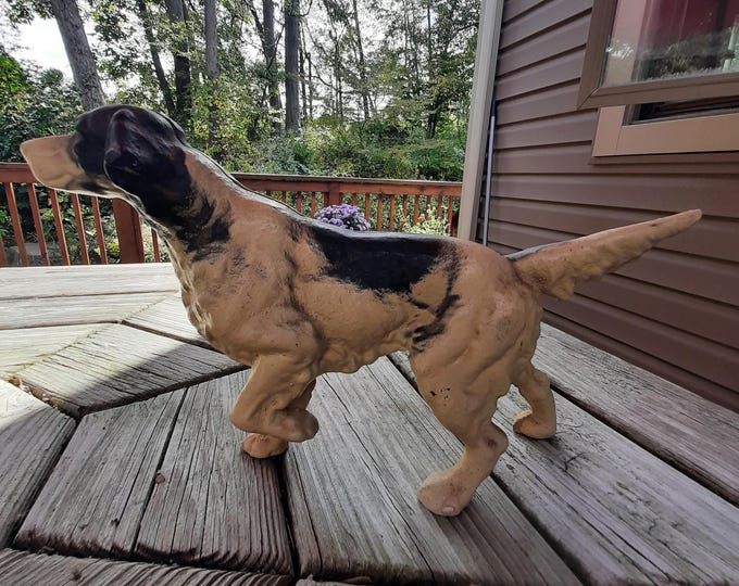 Vintage Cast Iron English Setter Doorstop, White & Black English Setter ...