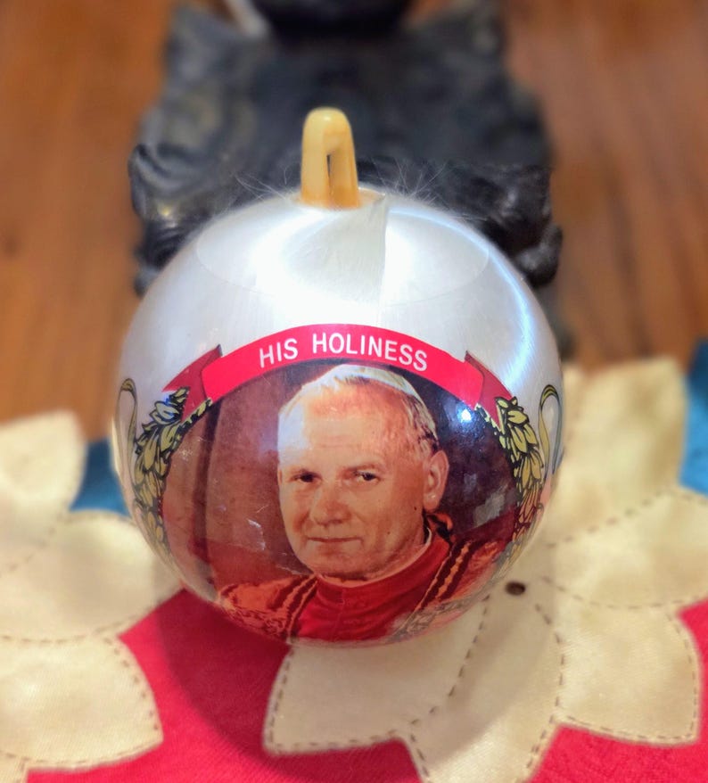 1979 Pope John Paul II White Satin Christmas Ornament: Bradford Novelty ...