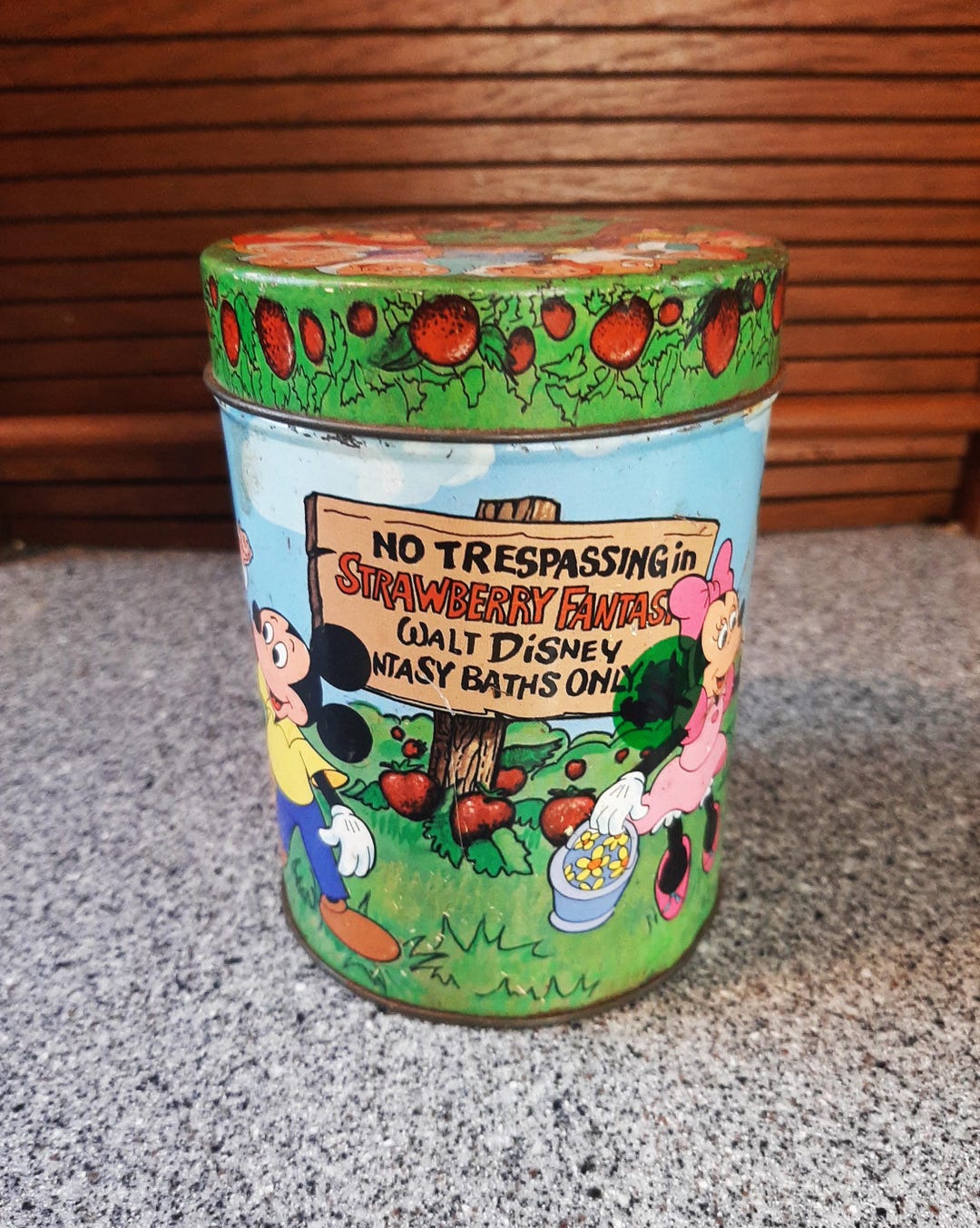Walt Disney Fantasyland Strawberry Bath Powder Tin Bank Ben Rickert ...