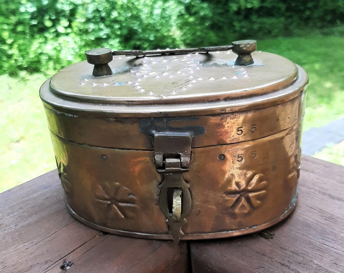 Vintage Punched Copper Hinged Box With Floral Design Numbered 58, 55 ...