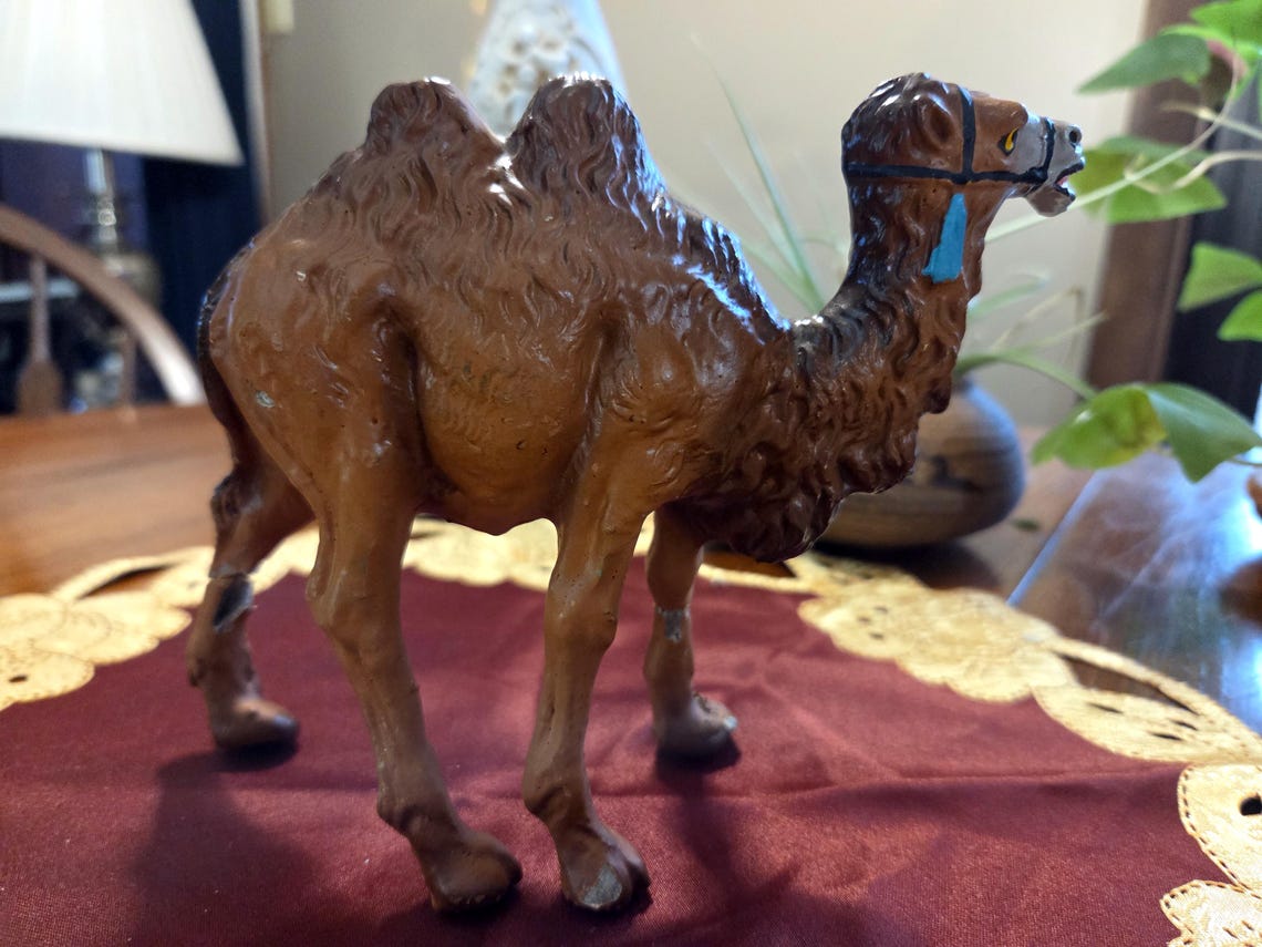 Vintage Paper Mache Nativity Standing Camel Made in Italy: Hand Painted ...