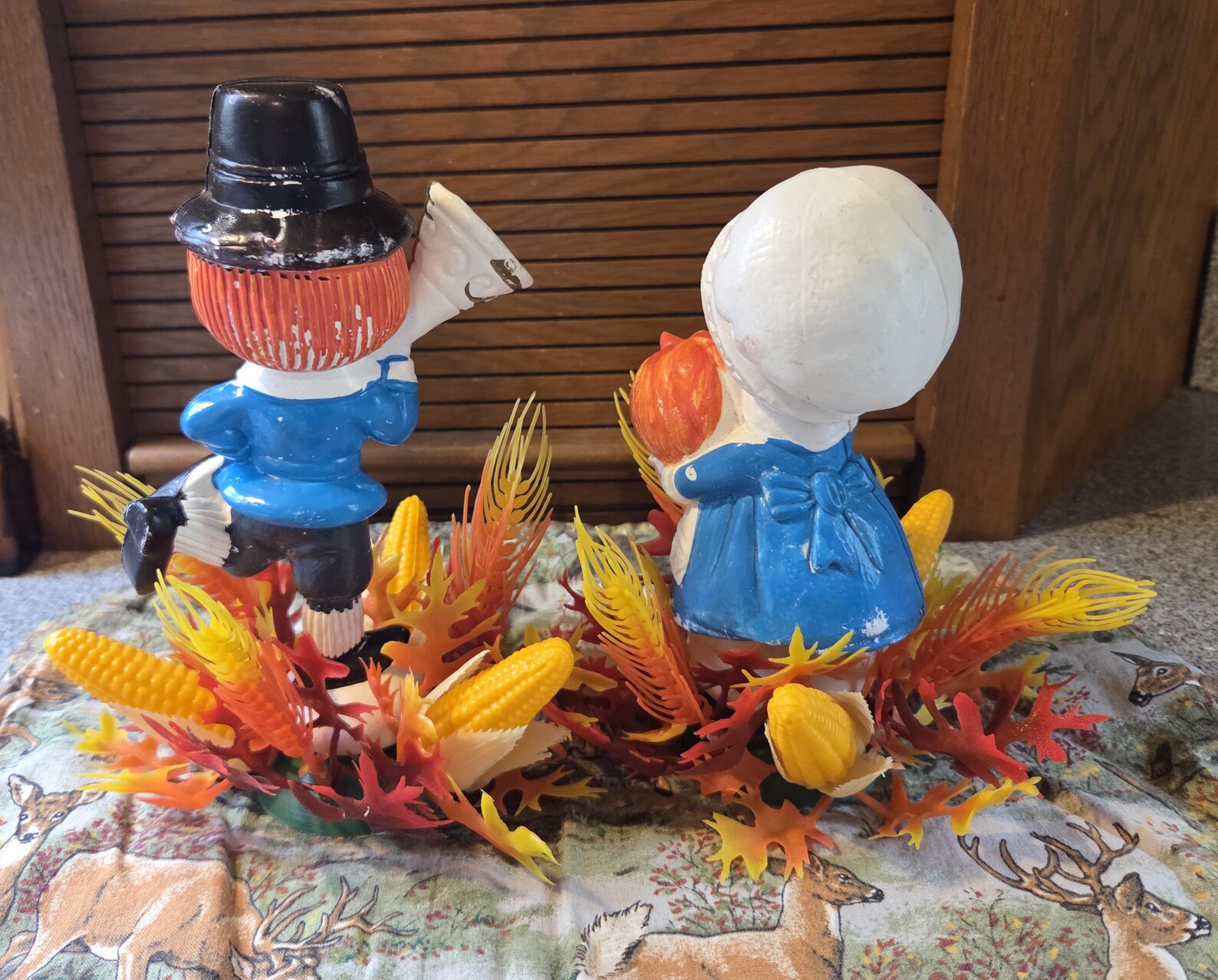 Vintage Rubber Pilgrim Figurines With Autumn Foliage: Thanksgiving ...