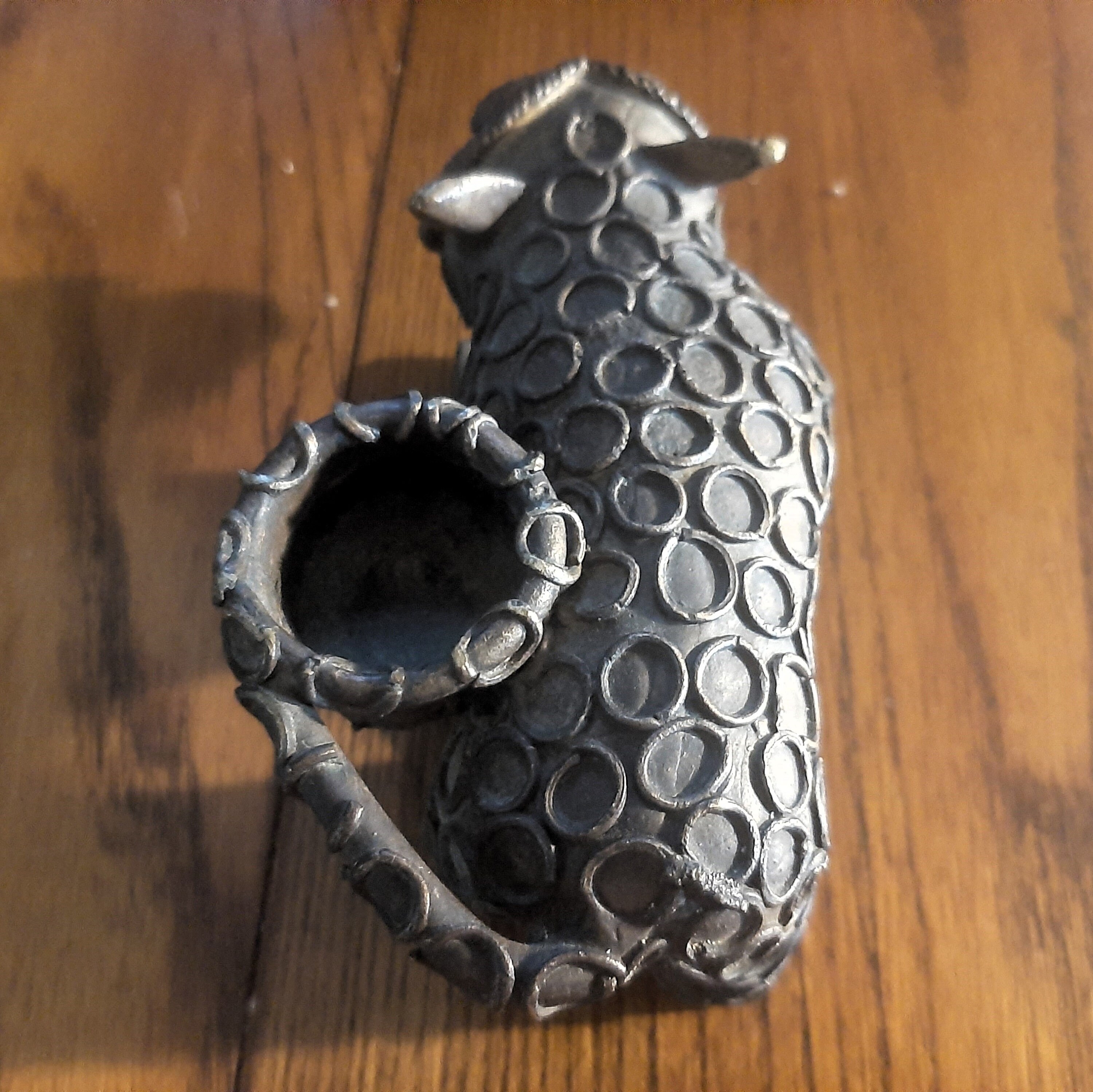 Vintage Cast Bronzed Metal Tribal Ashanti Leopard Candle Holder, Bronze ...