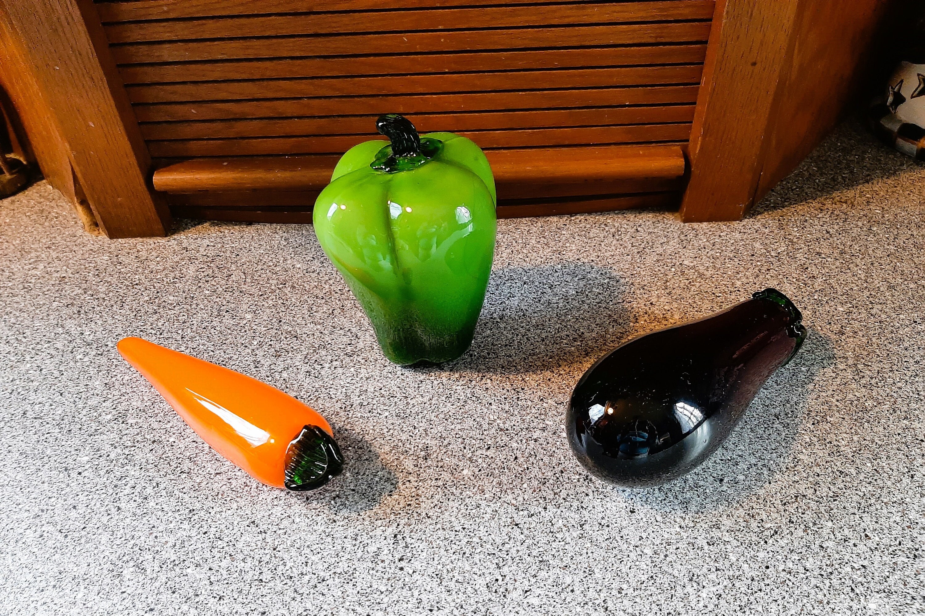 Vintage Glass Vegetables Set of 3 Glass Carrot Glass Green Pepper Glass ...