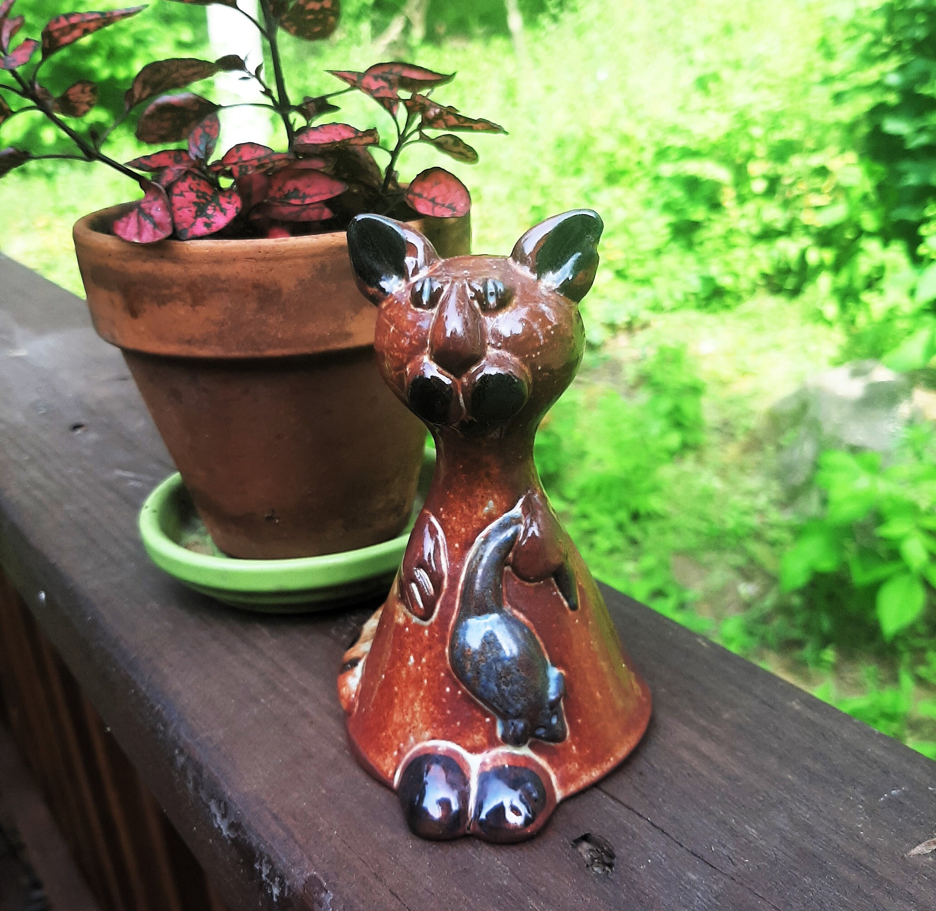 David Stewart Lions Valley Studio Pottery Cat With Mouse Bell, Vintage ...