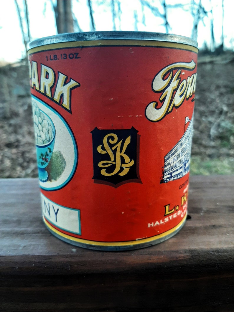 Antique Fern Park Hominy Can W Original Lid L. Klein, WWII Canned ...