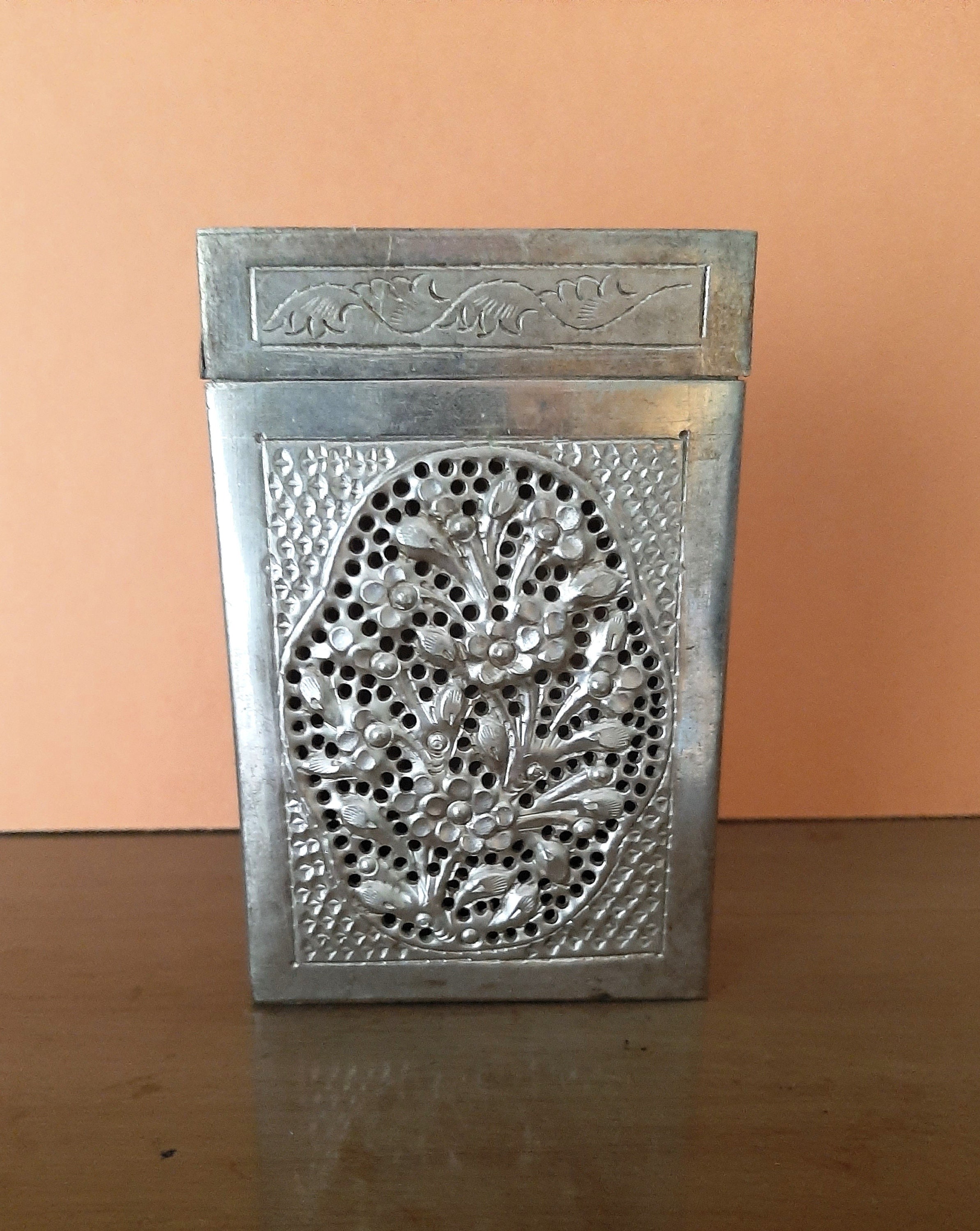Antique Chinese Ornate White Metal Hinged Cigarette Case W Floral ...