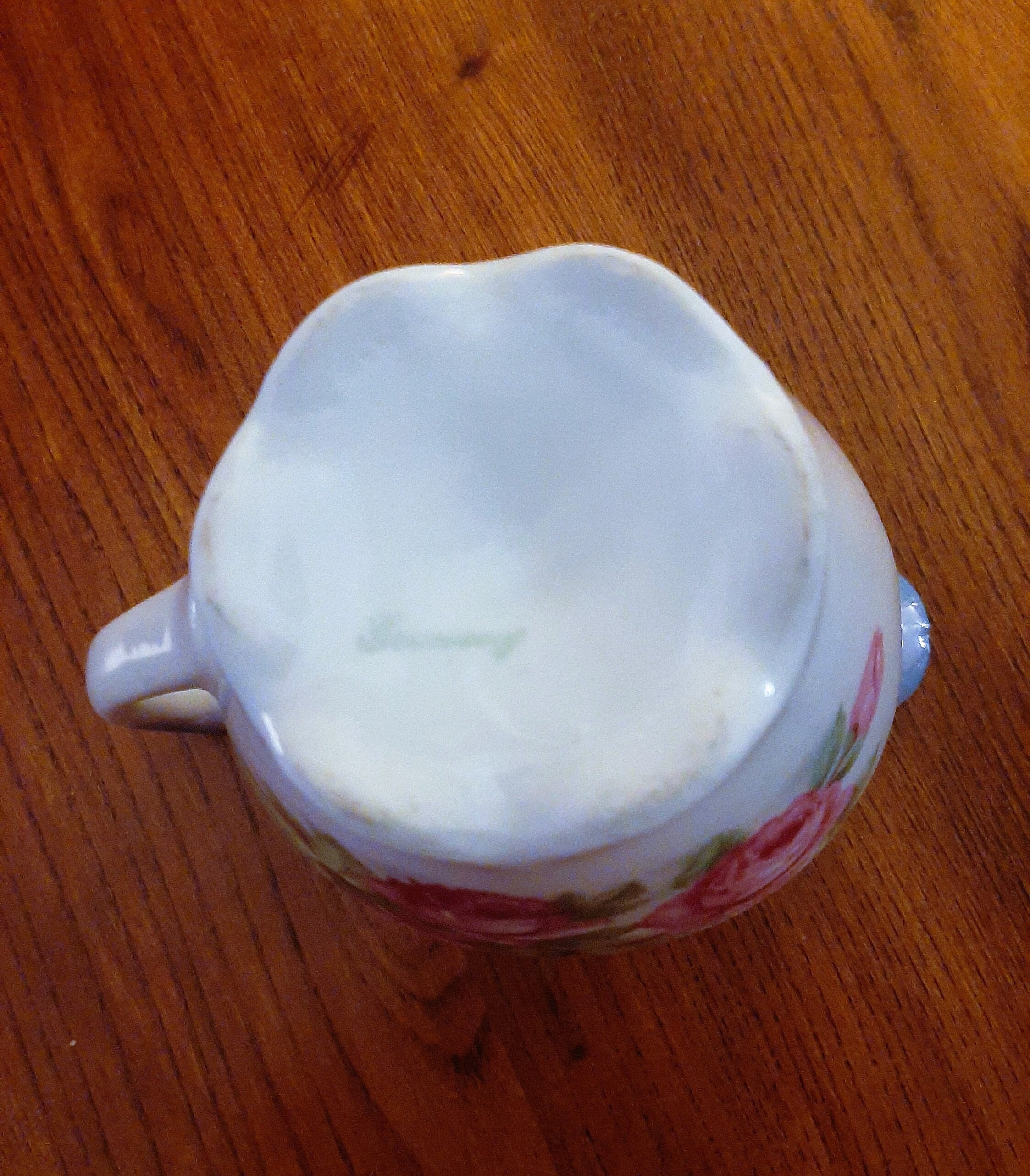 Antique German Lusterware Creamer With Pink Roses, Green Leaves and ...