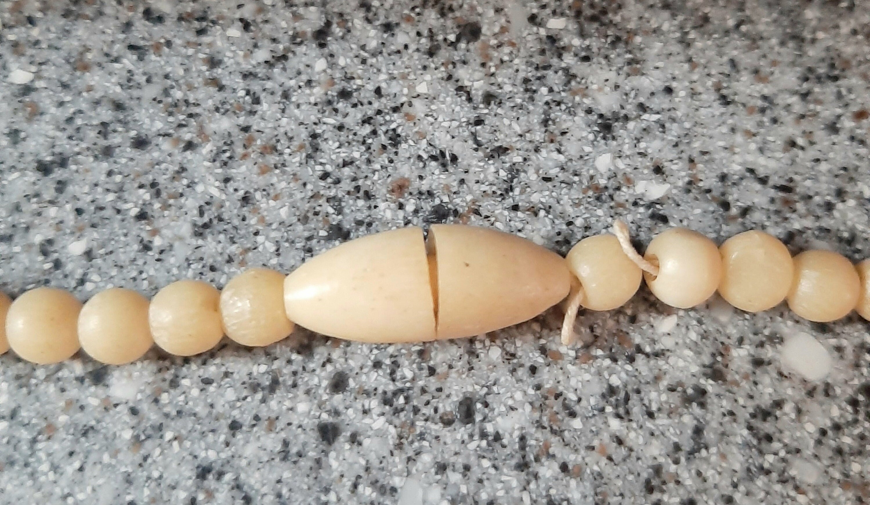 Antique Carved Bone Beaded Necklace With Floral Pendant, Vintage ...