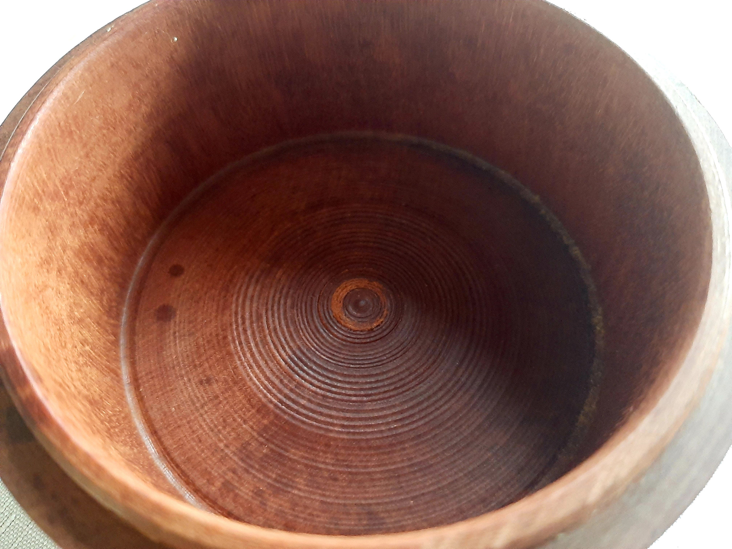 Vintage Round Teak Wood Hand Carved Miyajima Satsuma Japanese Box ...