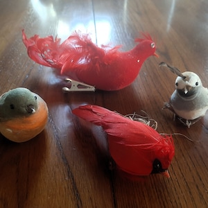 Vintage Flocked and Feathered Birds - Etsy
