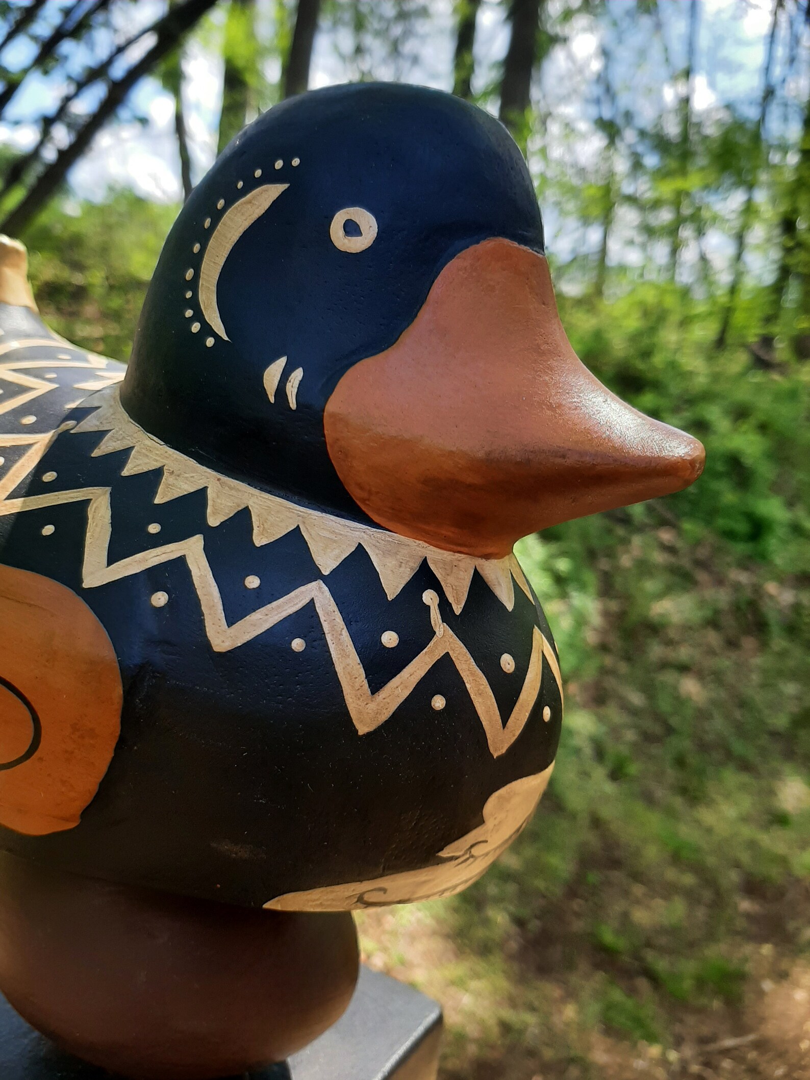 Vintage Folk Art Duck Hand Painted, Duck Sitting on Egg Folk Art Decor ...